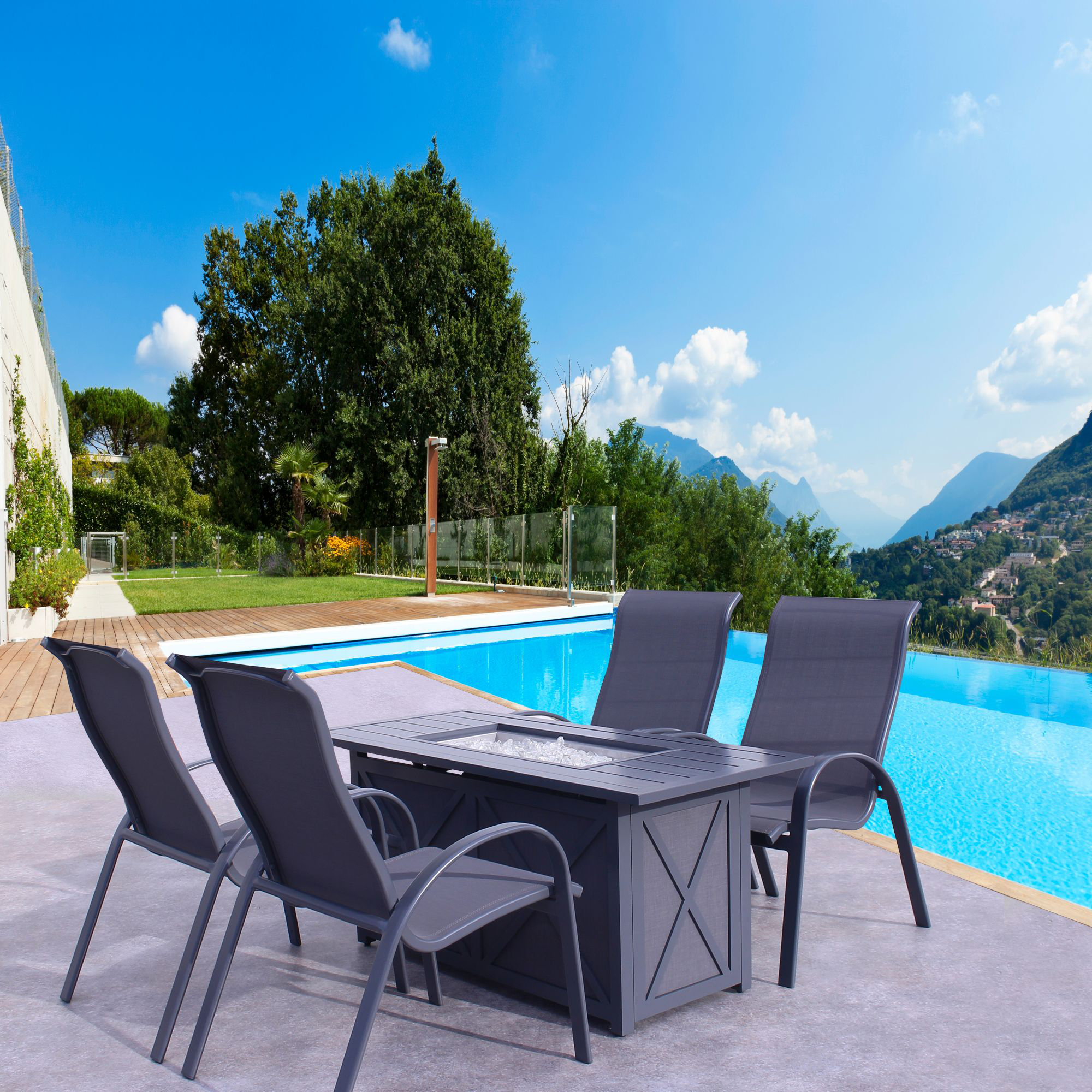 Latitude Run® Courtyard Casual Santa Fe Dark Gray 5 Piece Rectangle ...