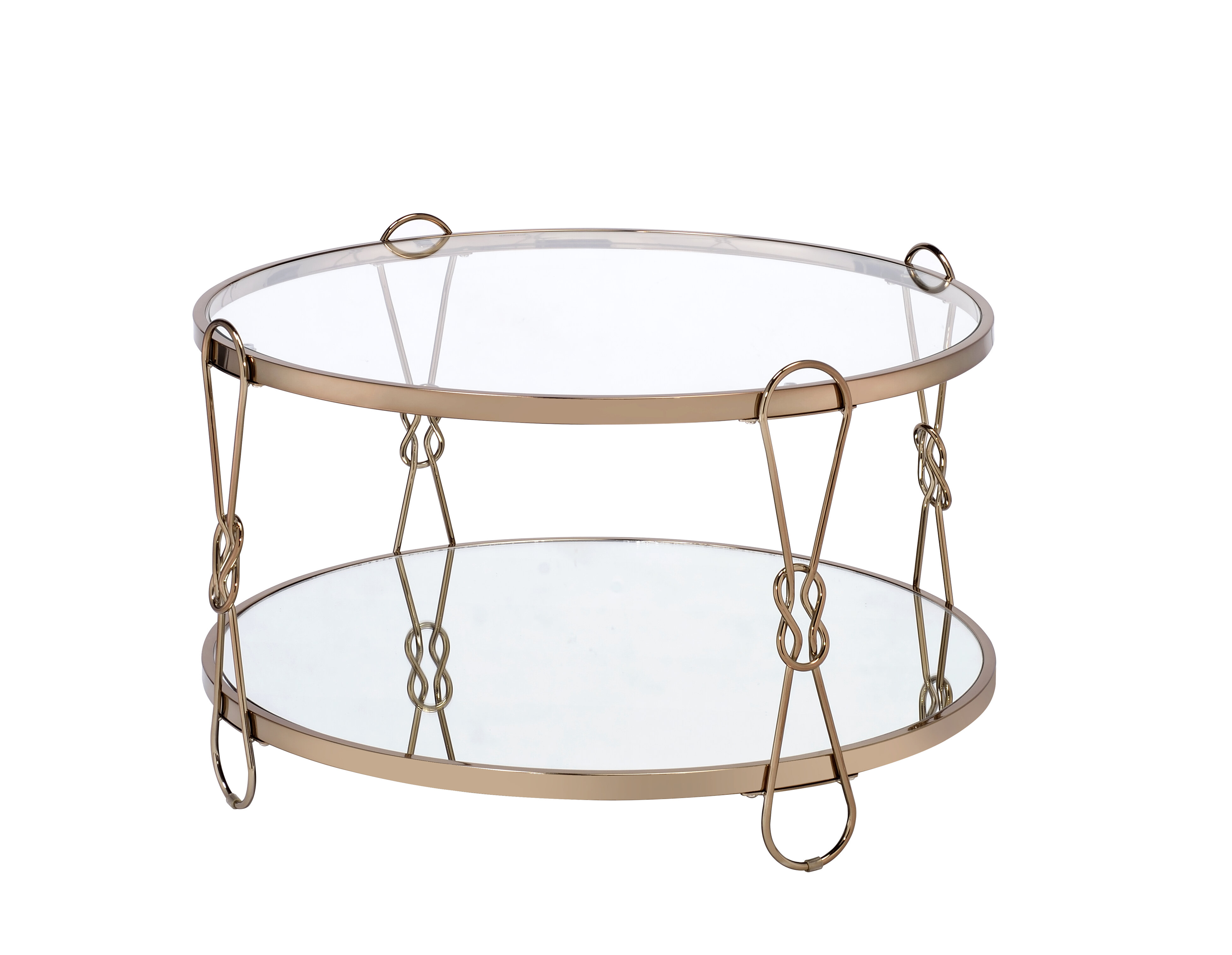 Everly Quinn Godoy 1-Shelf Coffee Table in Champagne and Mirrored | Wayfair