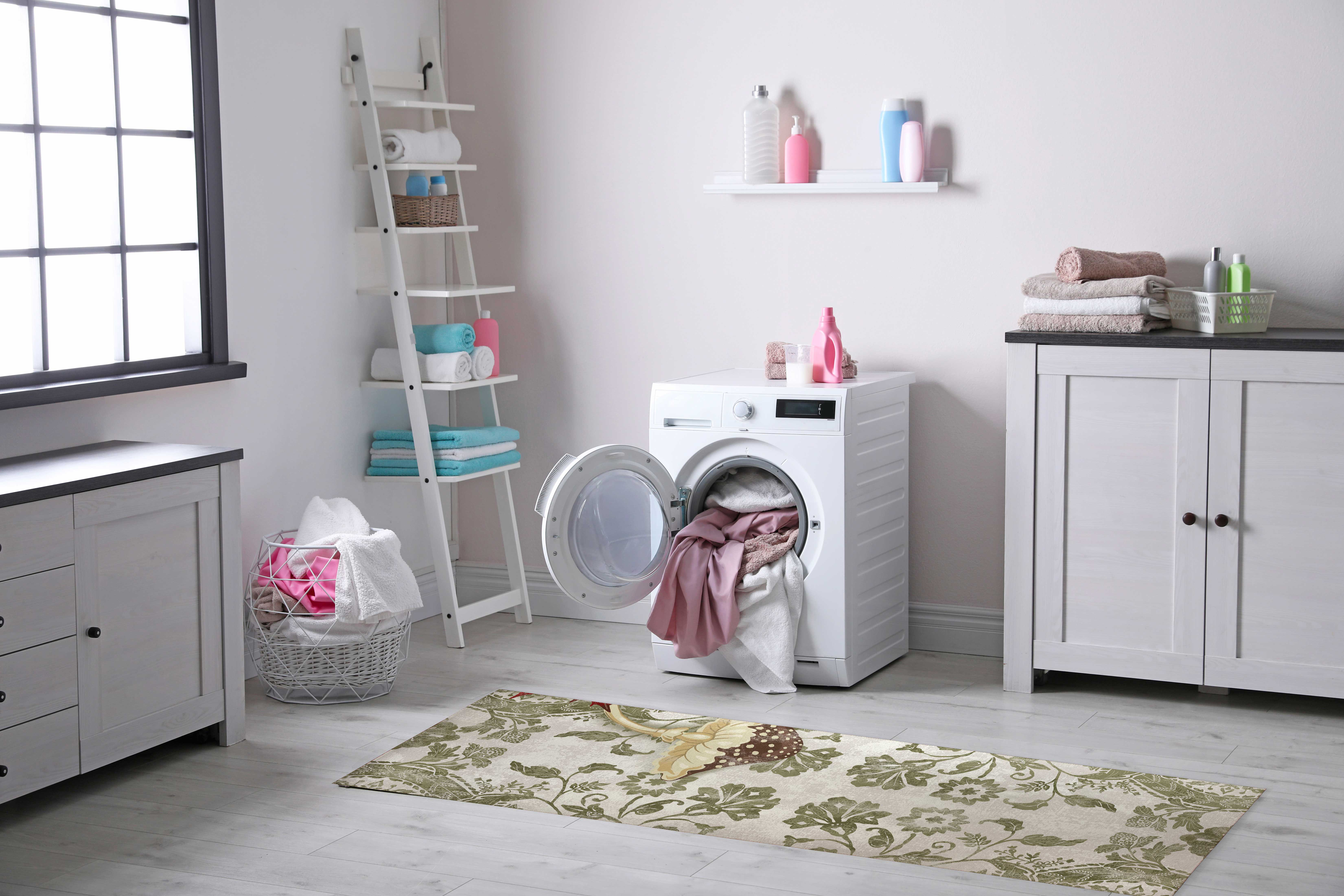 Red Barrel Studio® Clarklake Floral Polyester Laundry Mat in Green ...