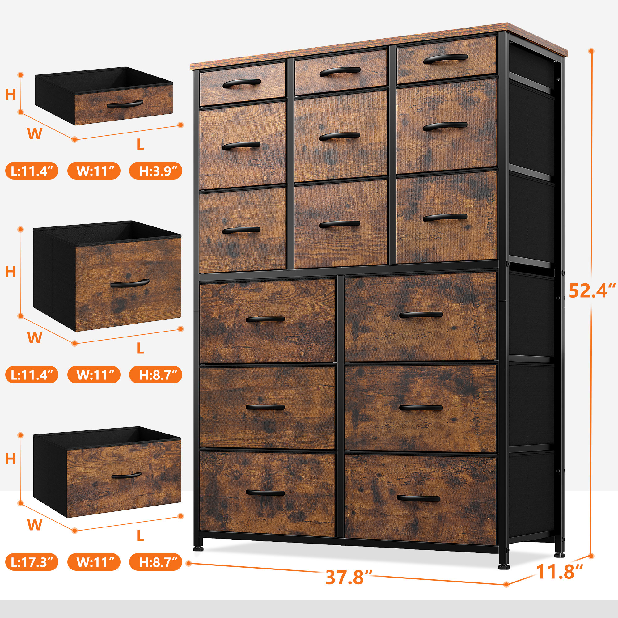 17 Stories Tall Storage Dresser with 15 Drawers & Reviews | Wayfair
