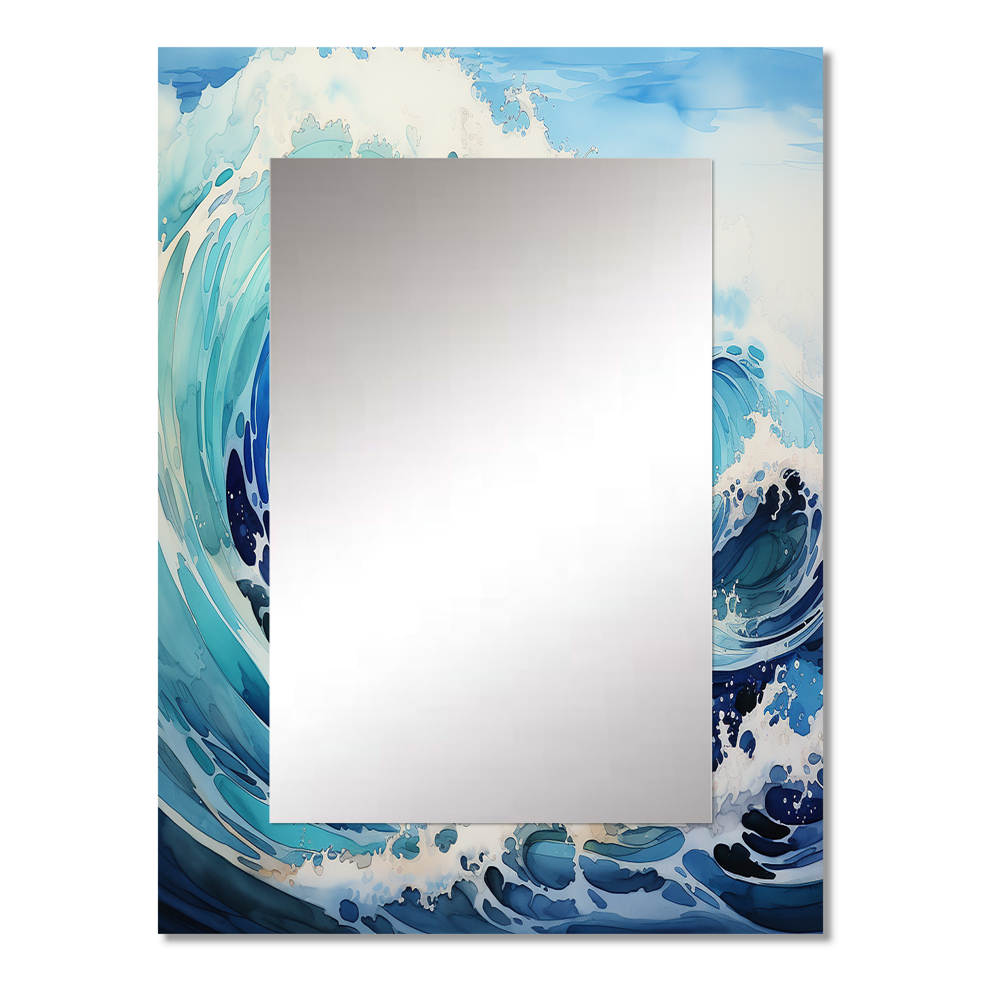 Dakota Fields Blue Wave Ocean Storm - Ocean Large Wall Mirror, Nautical ...