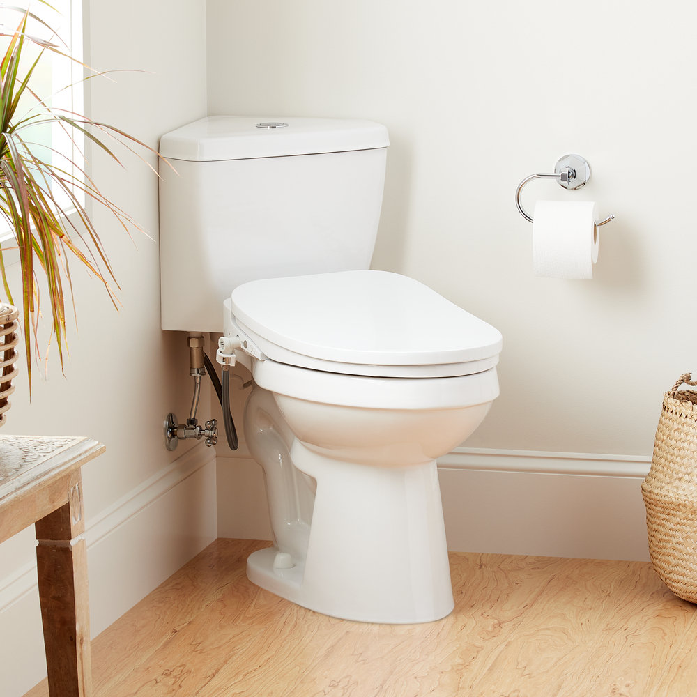 Signature Hardware Eastpointe Corner Toilet with Bidet Seat | Wayfair