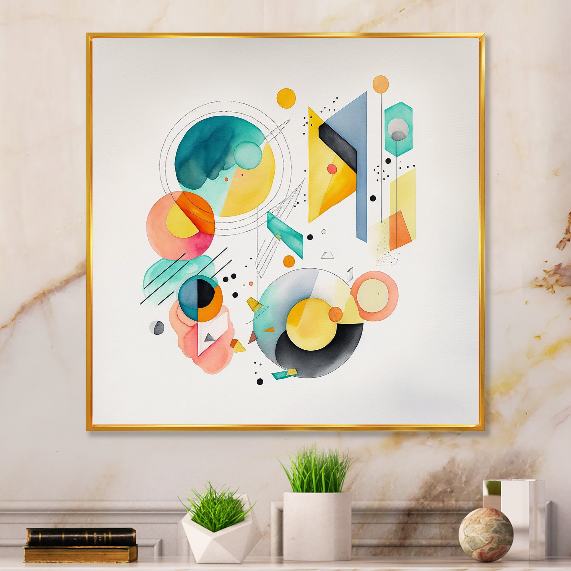 Design Art Multi-Color Circular Abstract I - Floater Frame Print on ...