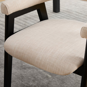 George Oliver Mid-Century Modern Dining Chairs, Linen Upholstered ...
