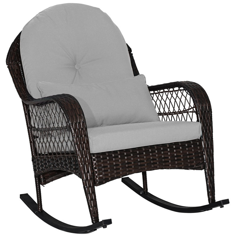 Lark Manor Outdoor Patio Rattan Chair Wicker Sturdy Rocking Armchair ...