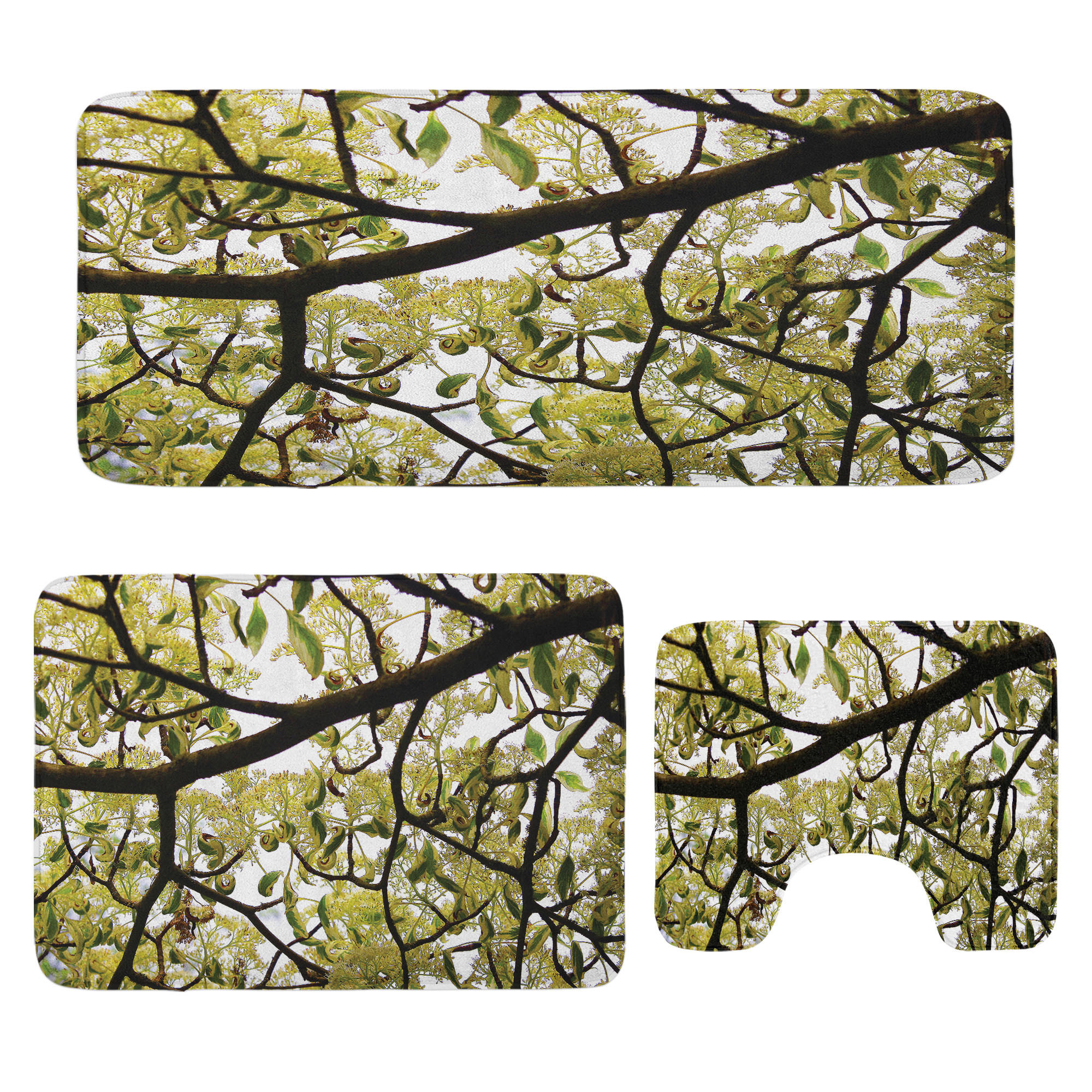 Bay Isle Home™ Tree Bathroom Rug Set 3 Pieces U-Shape & Rectangle Mats ...