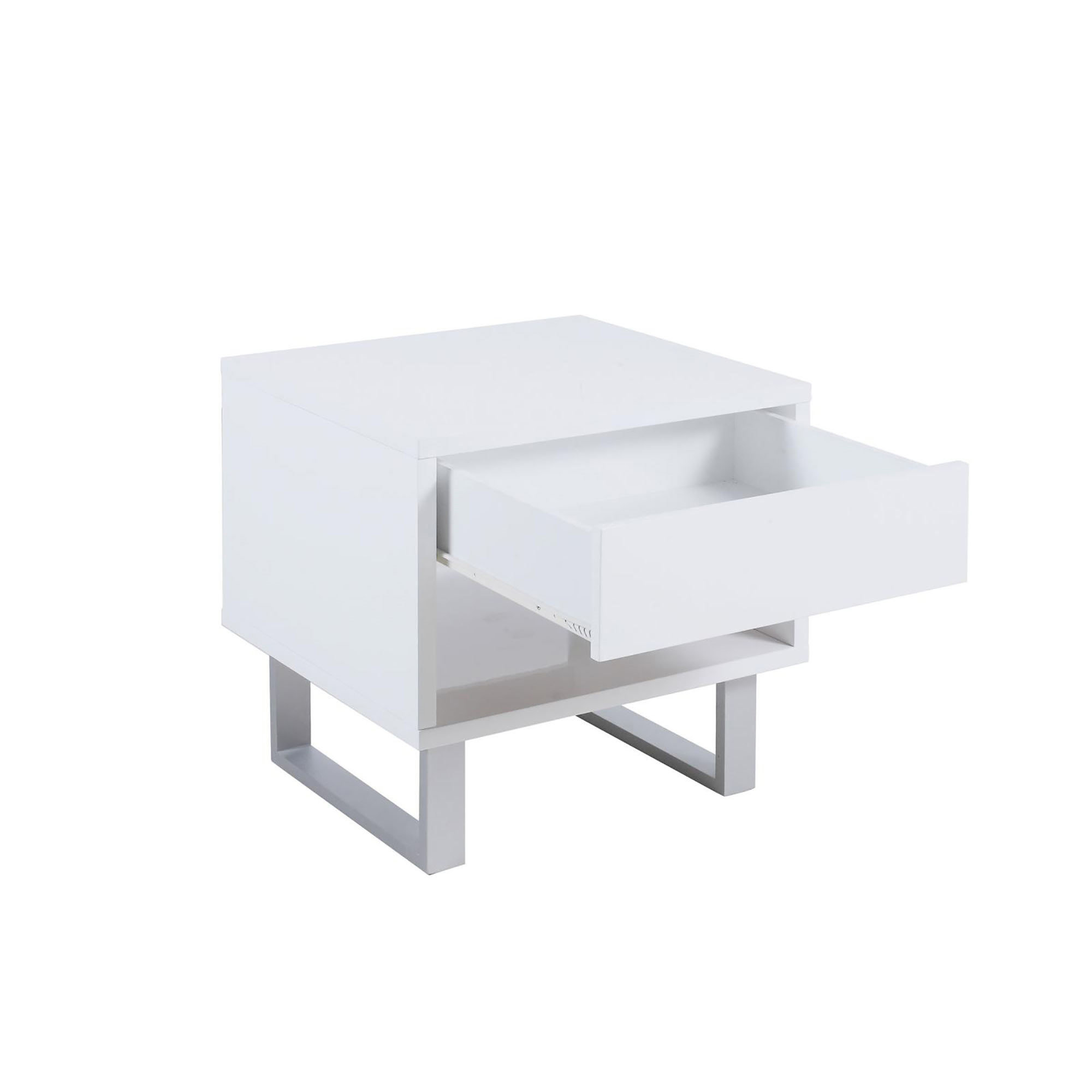 Ivy Bronx High Glossy White 1-Drawer End Table With Sleek Design And ...