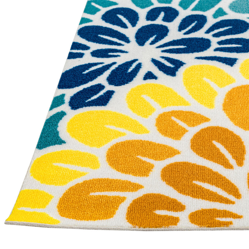 DECOMALL SUNSHINE Floral Outdoor Area Rug Yellow/Red/Blue & Reviews ...