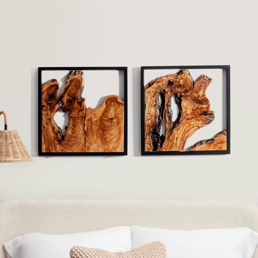 Ophelia & Co. 2 Pieces Rustic Cedar Wood Wall Decor Live Edge Wall Art ...