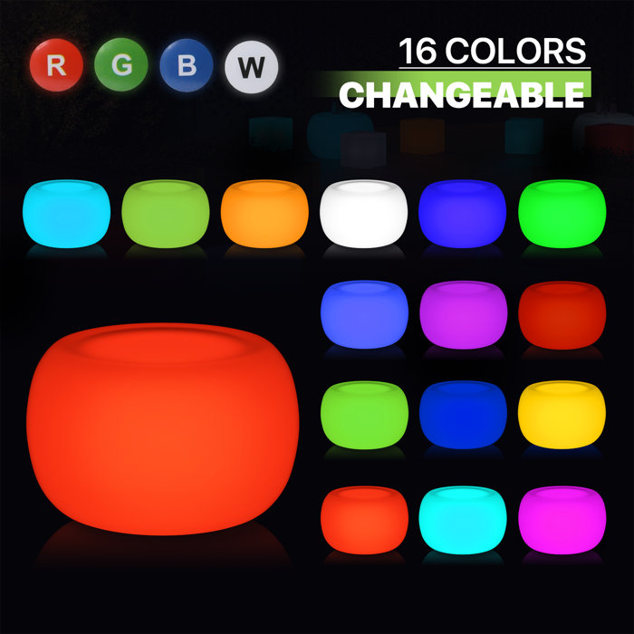 Ebern Designs Antino Round 26''Outdoor LED Bar Stool Party Stool Color ...