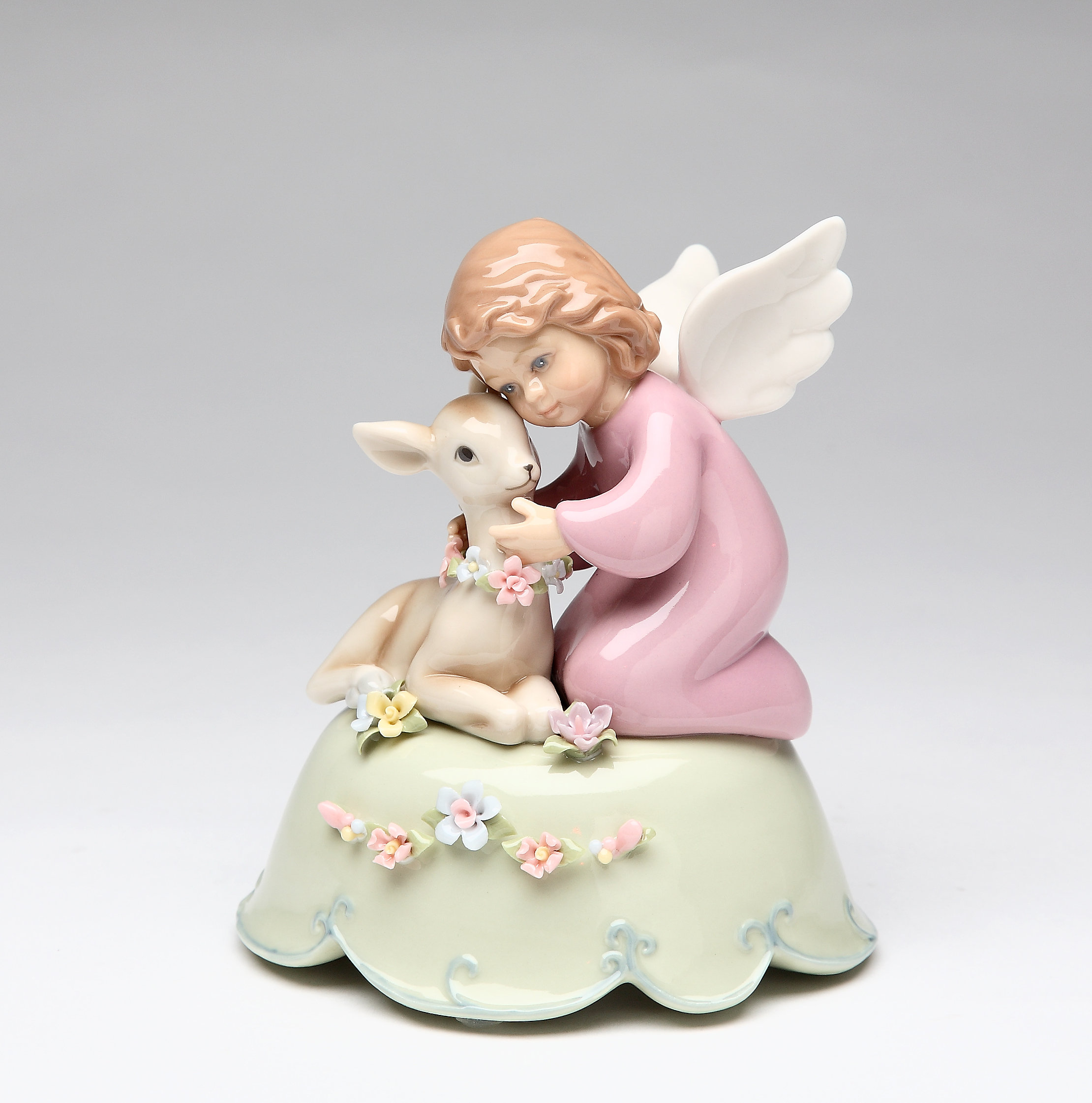 Trinx Angel With Deer Musical Box Figurine | Wayfair