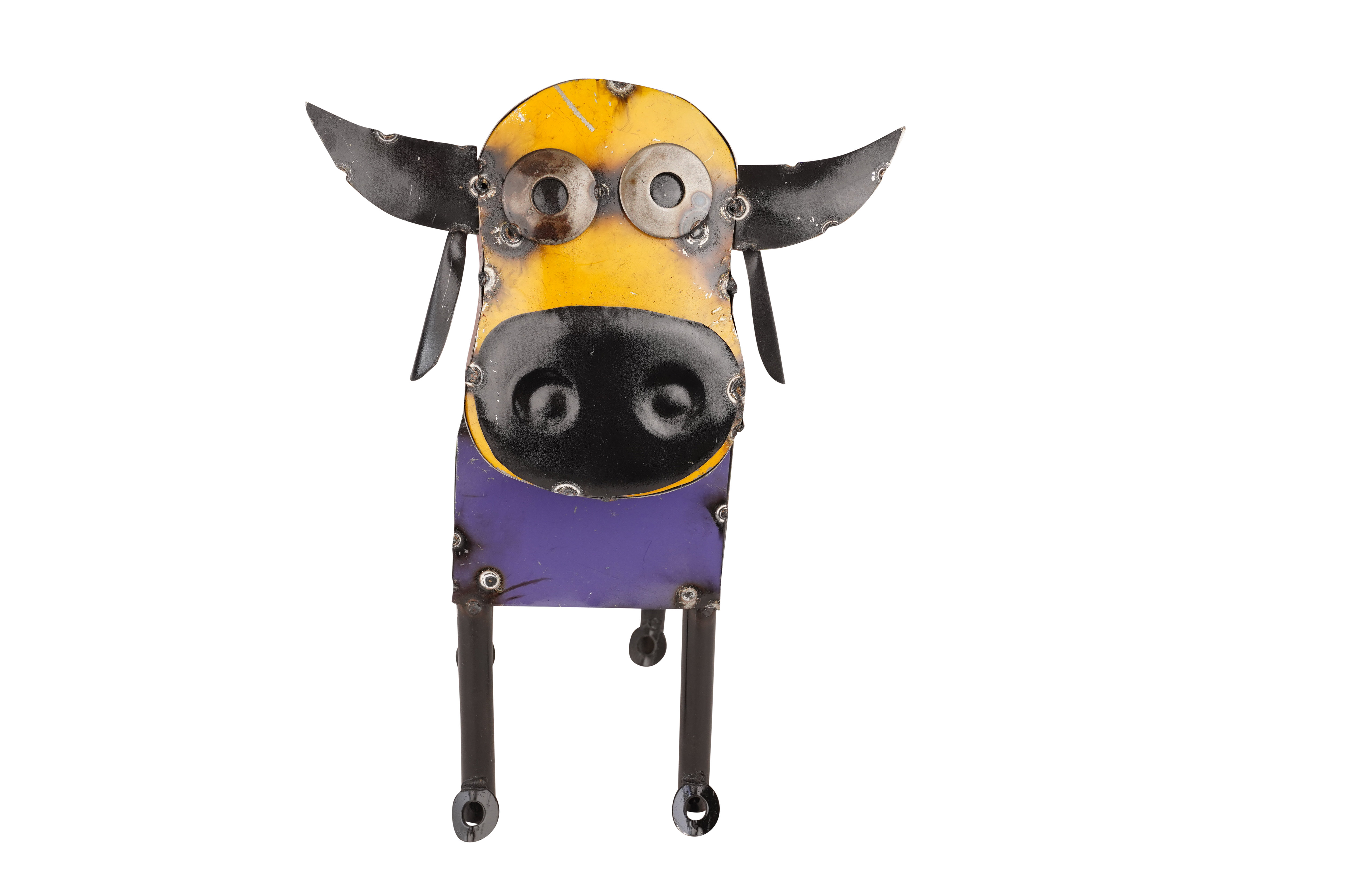 My Amigos Imports Recycled Metal Colorful Cow-small | Wayfair