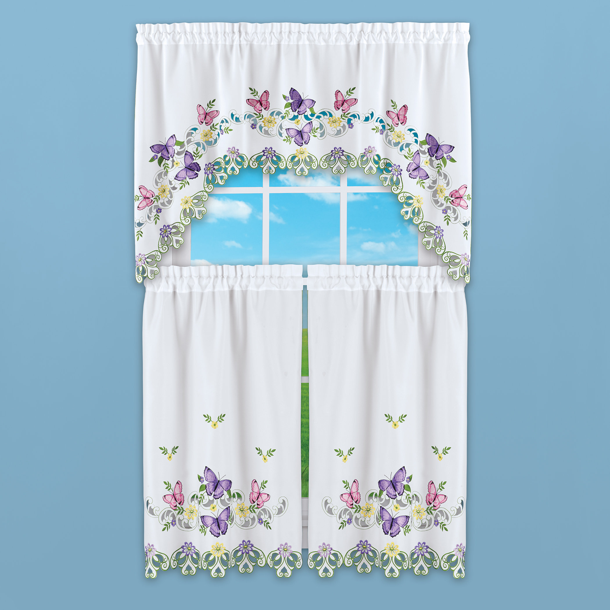 August Grove® Navasota Floral Swag Cafe Curtain | Wayfair