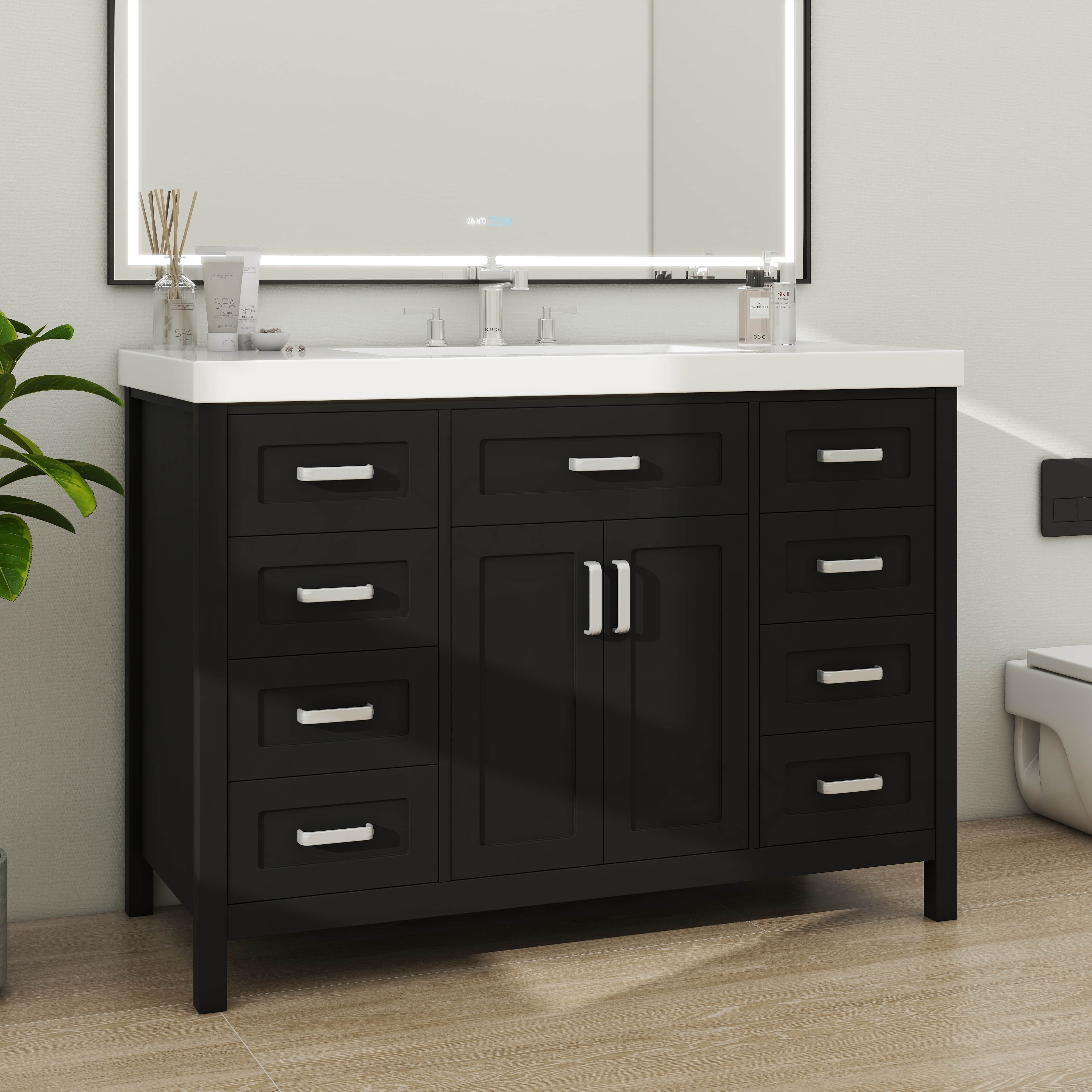 Hokku Designs 47 Inch Sinkless Bathroom Vanity Contemporary Storage ...