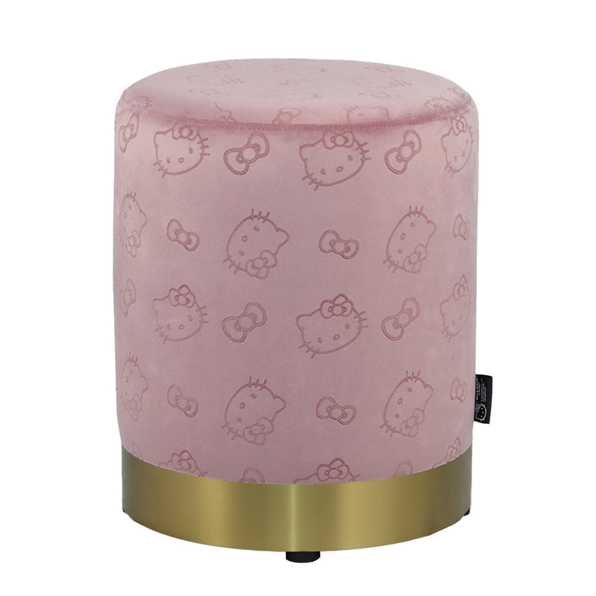 Mercer41 Hello Kitty Round Ottoman with Soft Velvet Seating, Gold Metal ...