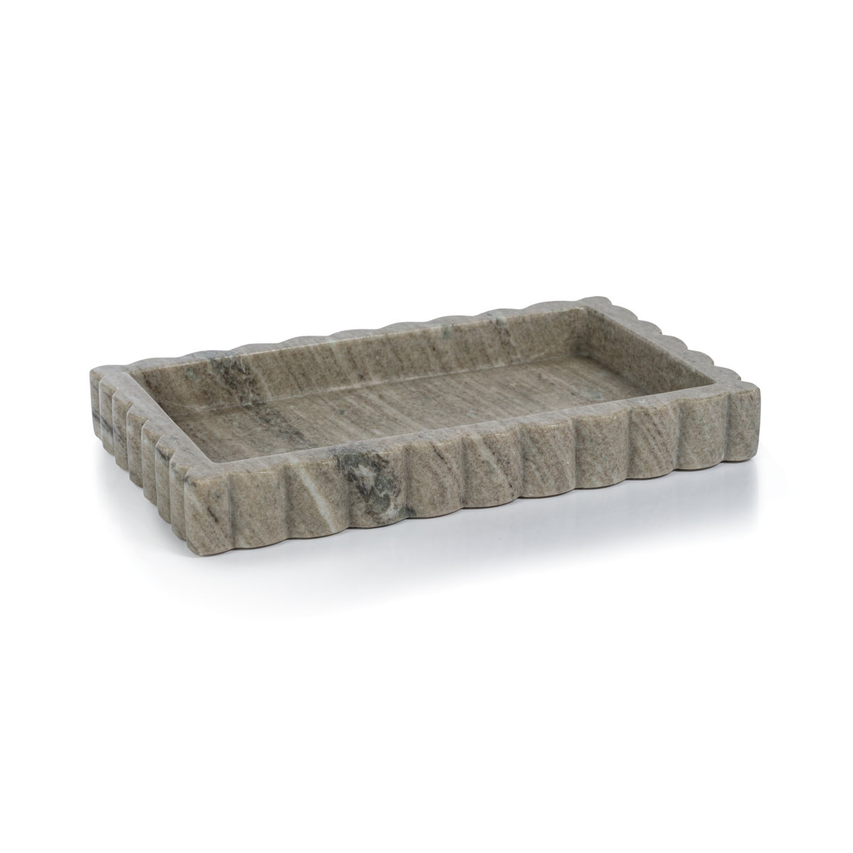 Wrought Studio™ Jolisha Intricate Scallop Marble Tray | Wayfair