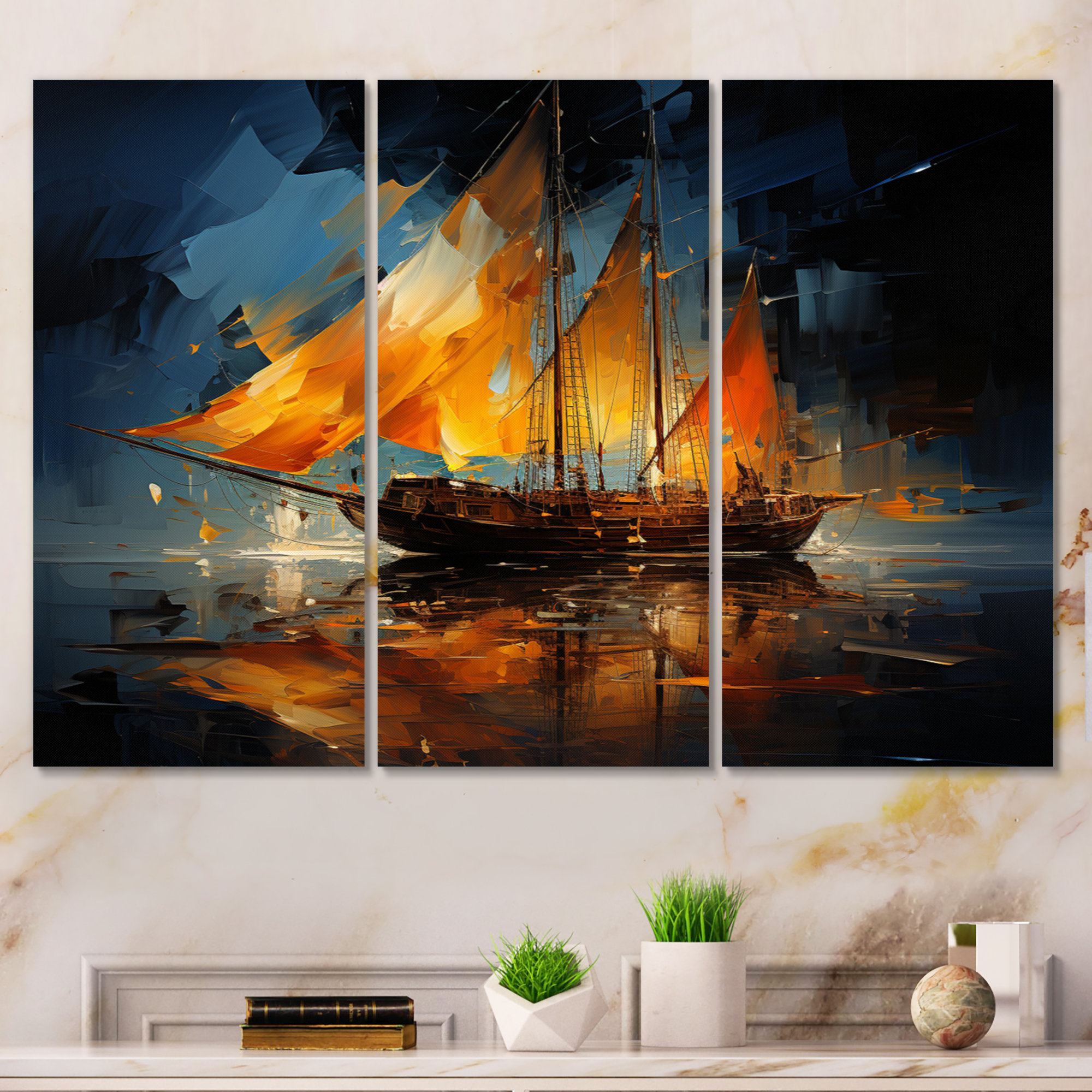 Design Art Boat Abstract Maritime Symphony II - Boat Metal Wall Art ...