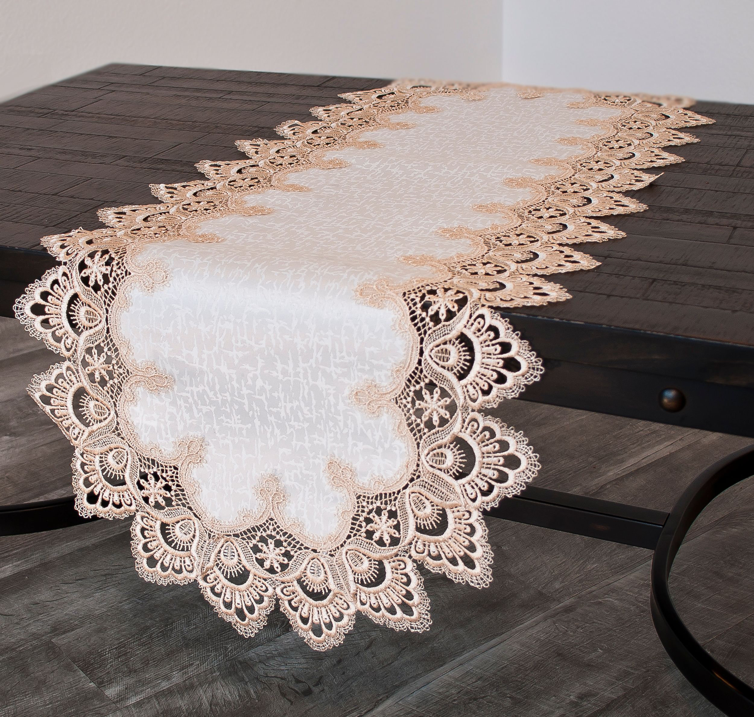 House of Hampton® Colfontaine Gold European Lace Antique Lace Table ...