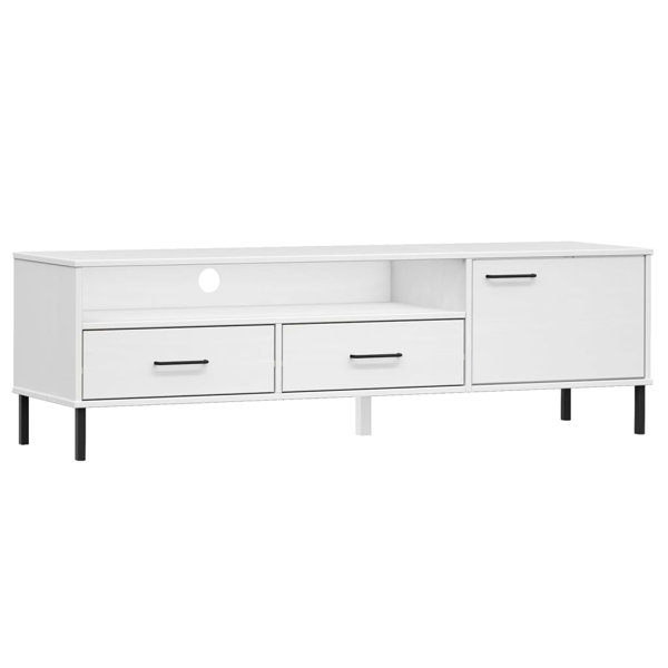 Latitude Run TV Cabinet with Metal Legs Solid Wood Pine | Wayfair.co.uk