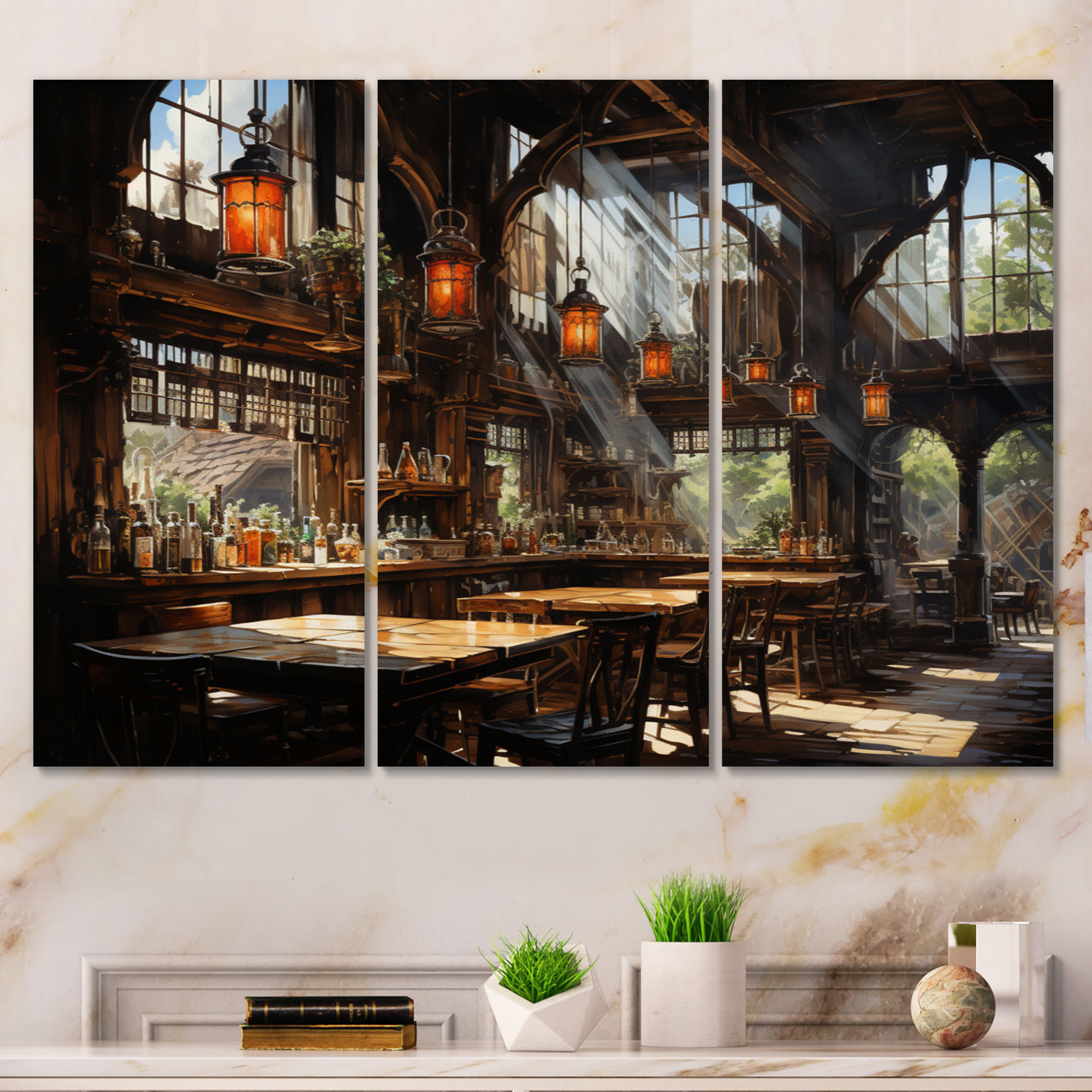 Winston Porter Cowboy Western Saloon On Canvas 3 Pieces Print | Wayfair
