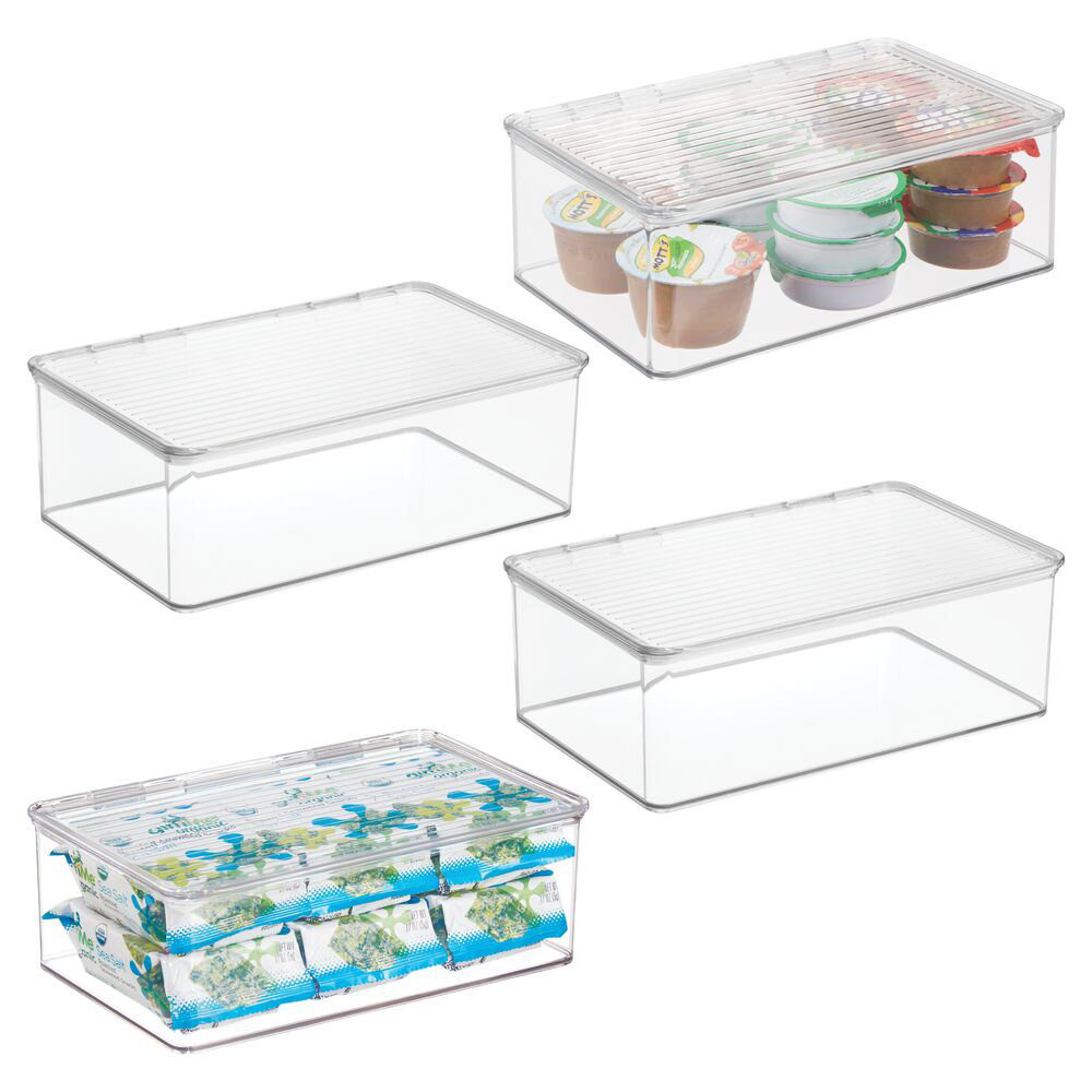 iDesign Stackable Hinged-Lid Pantry Storage Box - Set of 4 - Clear ...