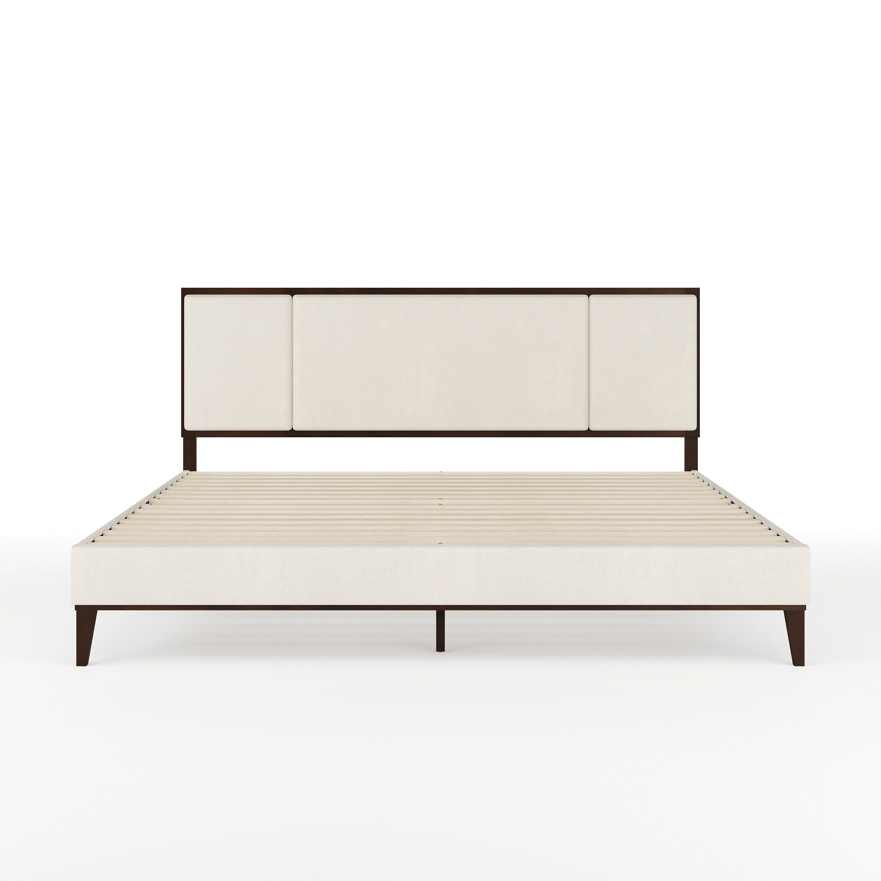 Martha Stewart Jett Wooden Platform Bed With Upholstered Base And ...