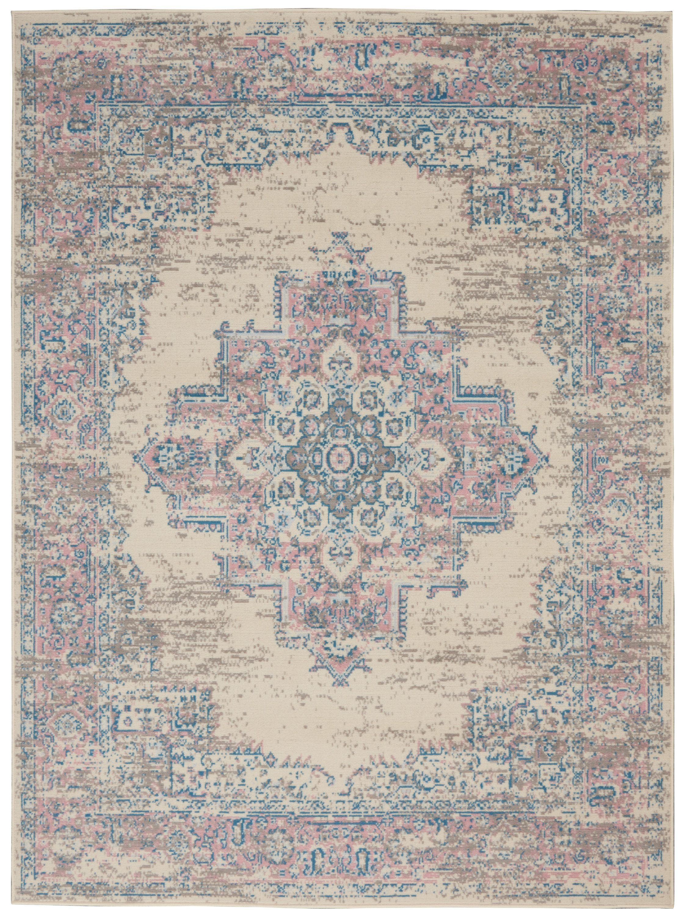Bungalow Rose Burnie Oriental Ivory/Pink Area Rug & Reviews | Wayfair