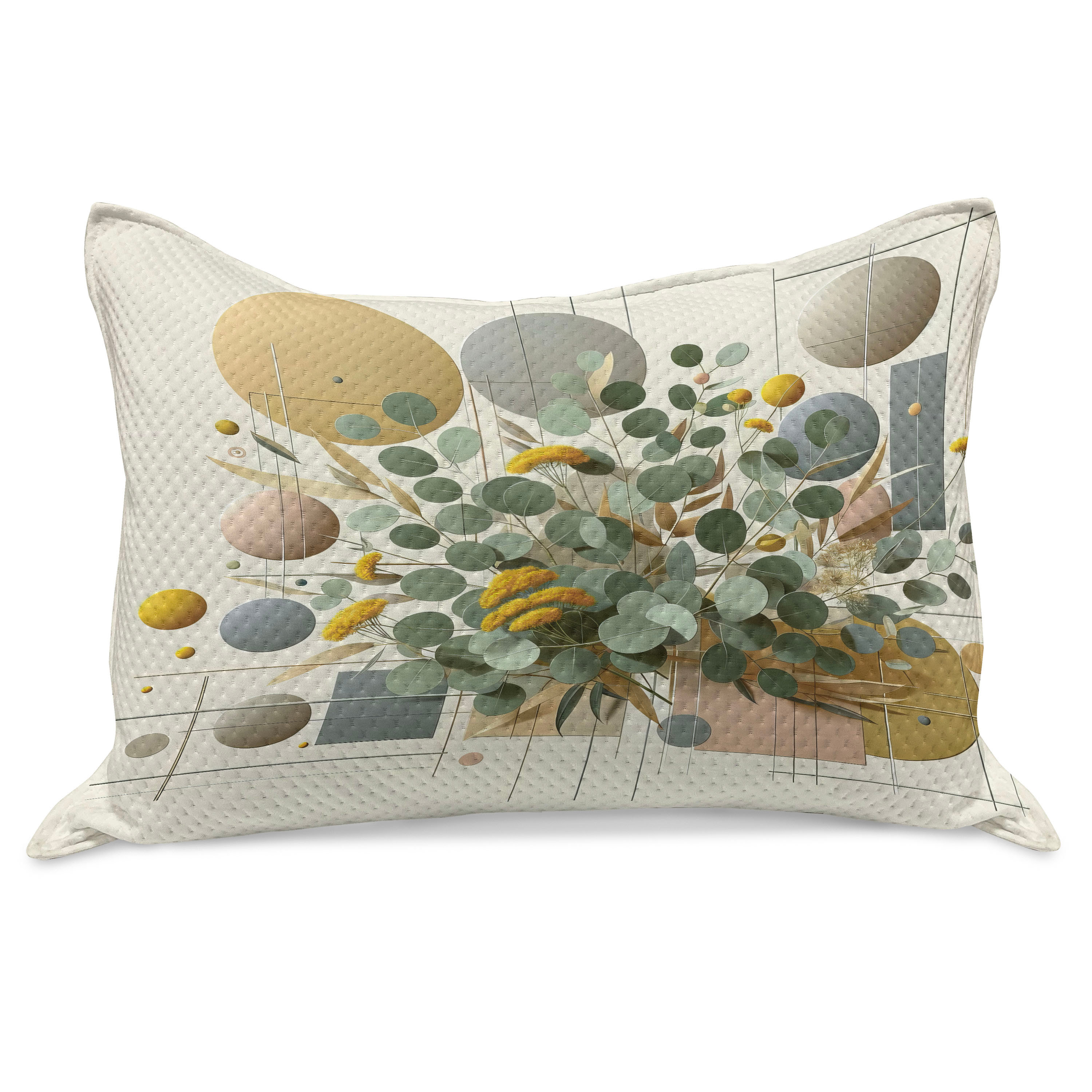 Ambesonne Eucalyptus Leaves Quilt Pillow Cover Blooming Geometry Green ...