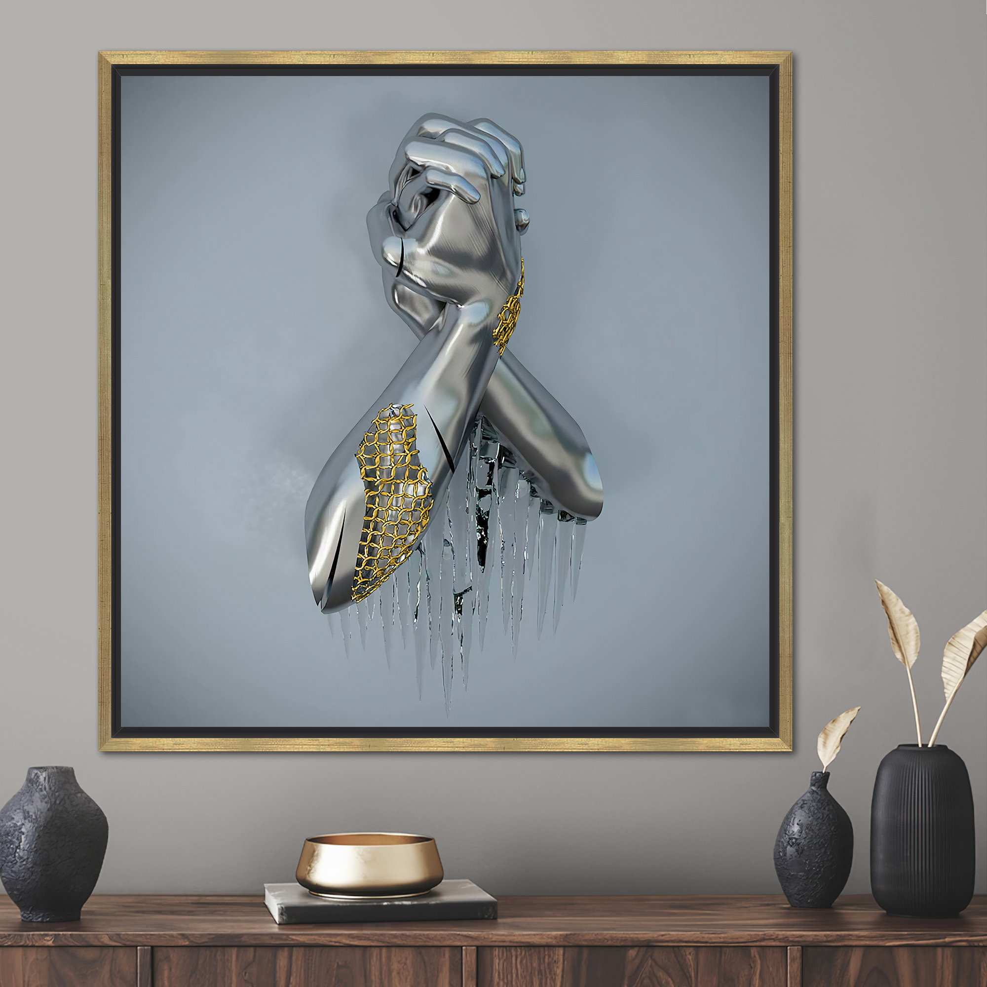 kayra export 3d Metallic Hand Wall Art, Trendy Artwork, Metallic Hand ...