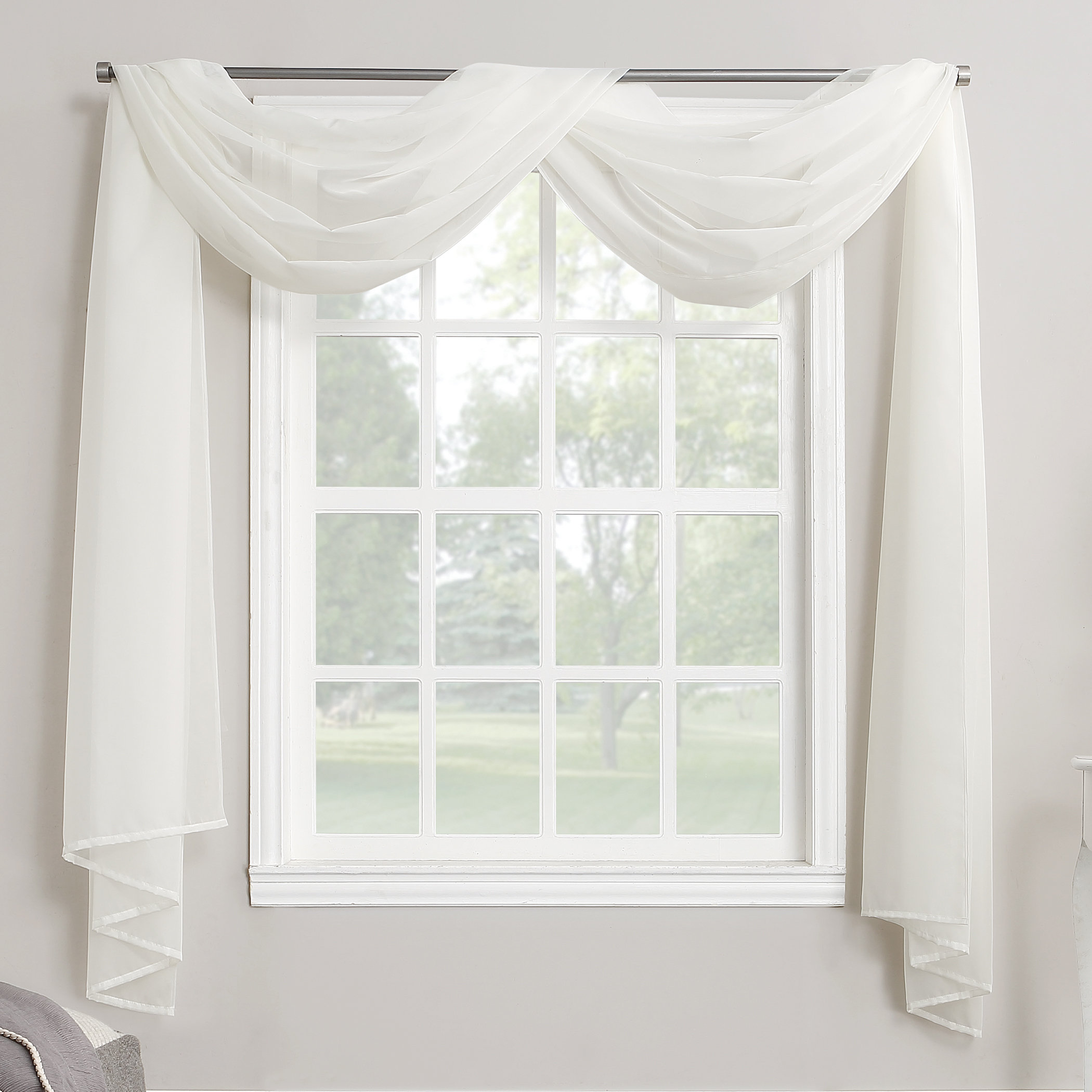 Eider & Ivory™ Monona Sheer Voile Window Scarf & Reviews | Wayfair