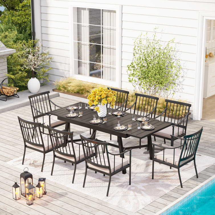 Lark Manor Argyri 8 - Person Rectangular Extendable Outdoor Dining Set ...