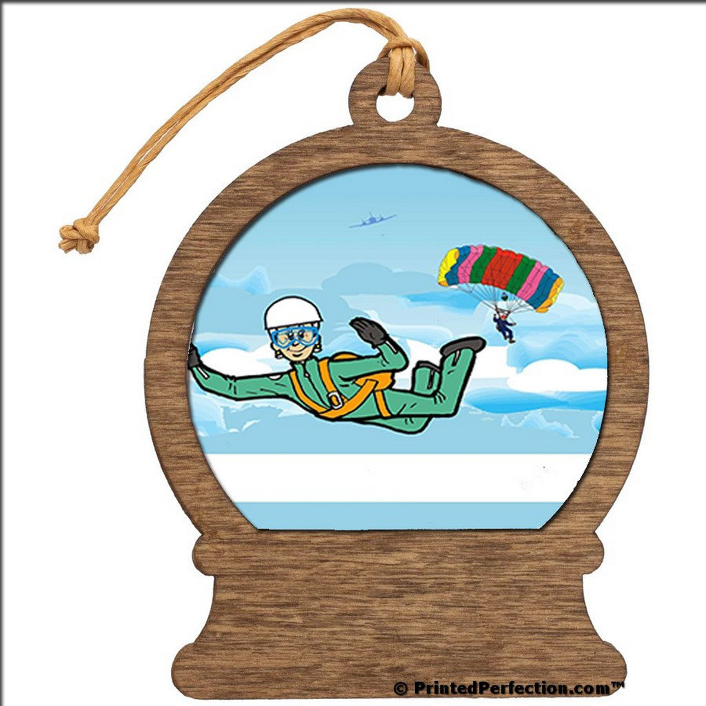 Printed Perfection Personalized Skydiving Granny Wooden Snow Globe ...