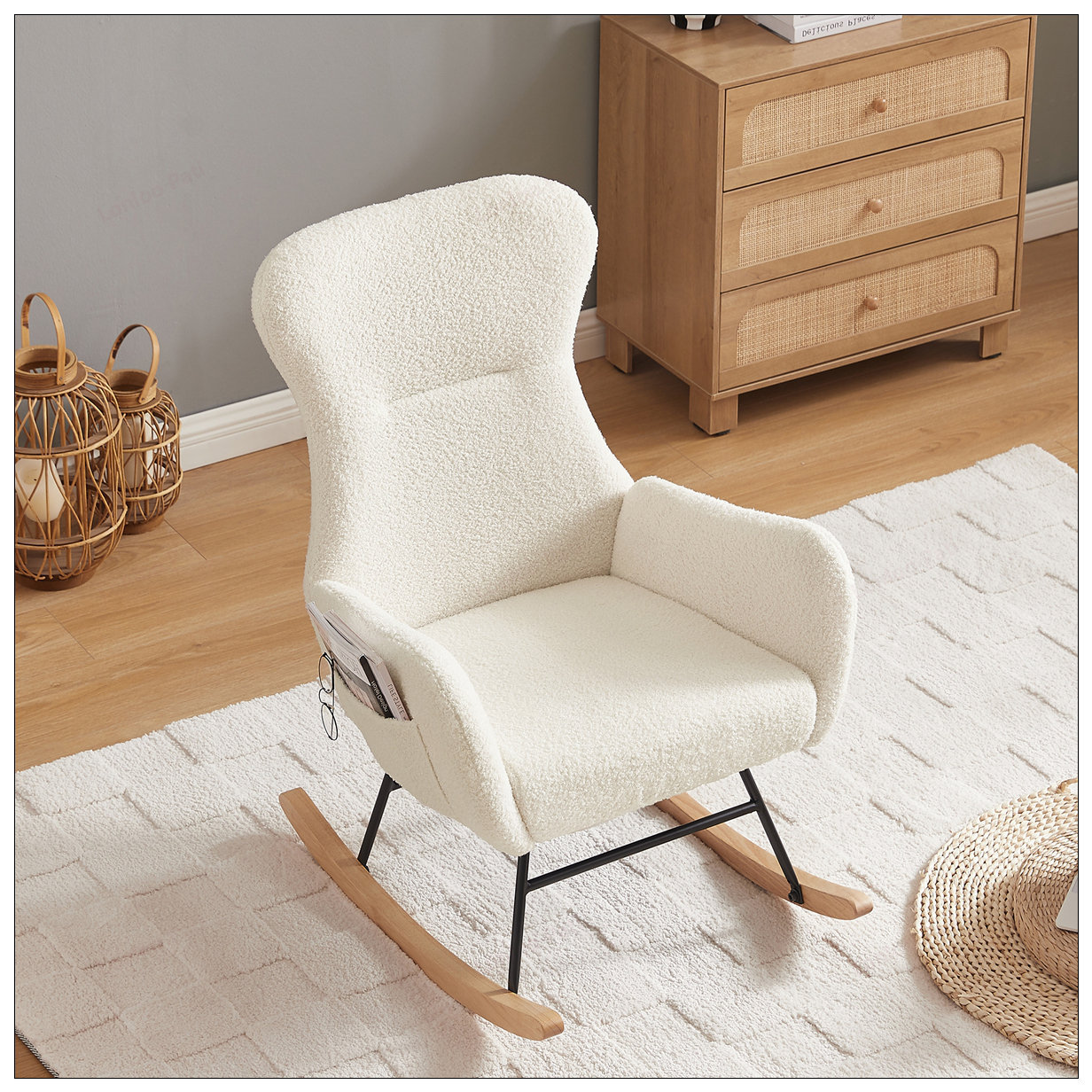 George Oliver Comfortable and Stable Rocking Chair with Soft Teddy ...