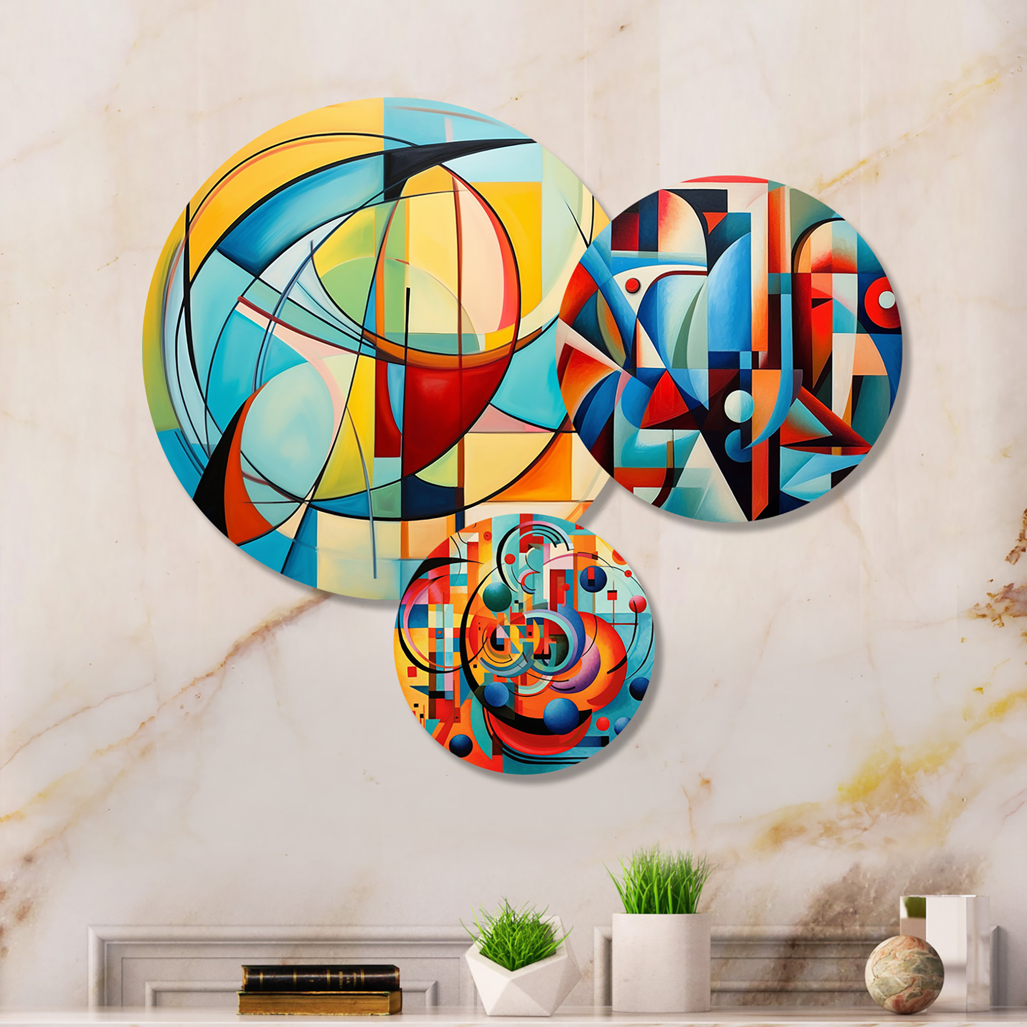 East Urban Home " Orange Blue Geometry Unleashed III " 3 - Pieces ...