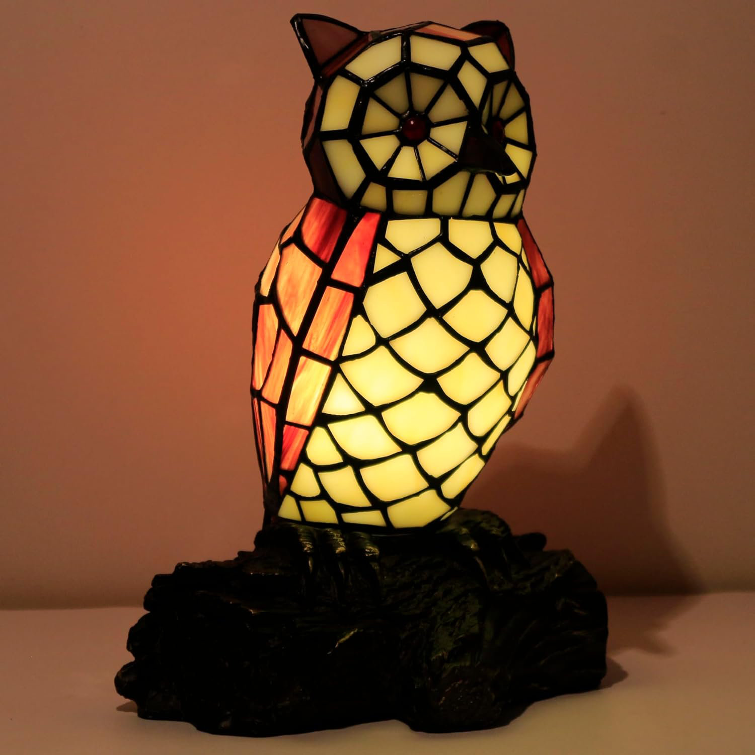 Loon Peak® Handcrafted Tiffany-Style Stained Glass Owl Table Lamp With ...