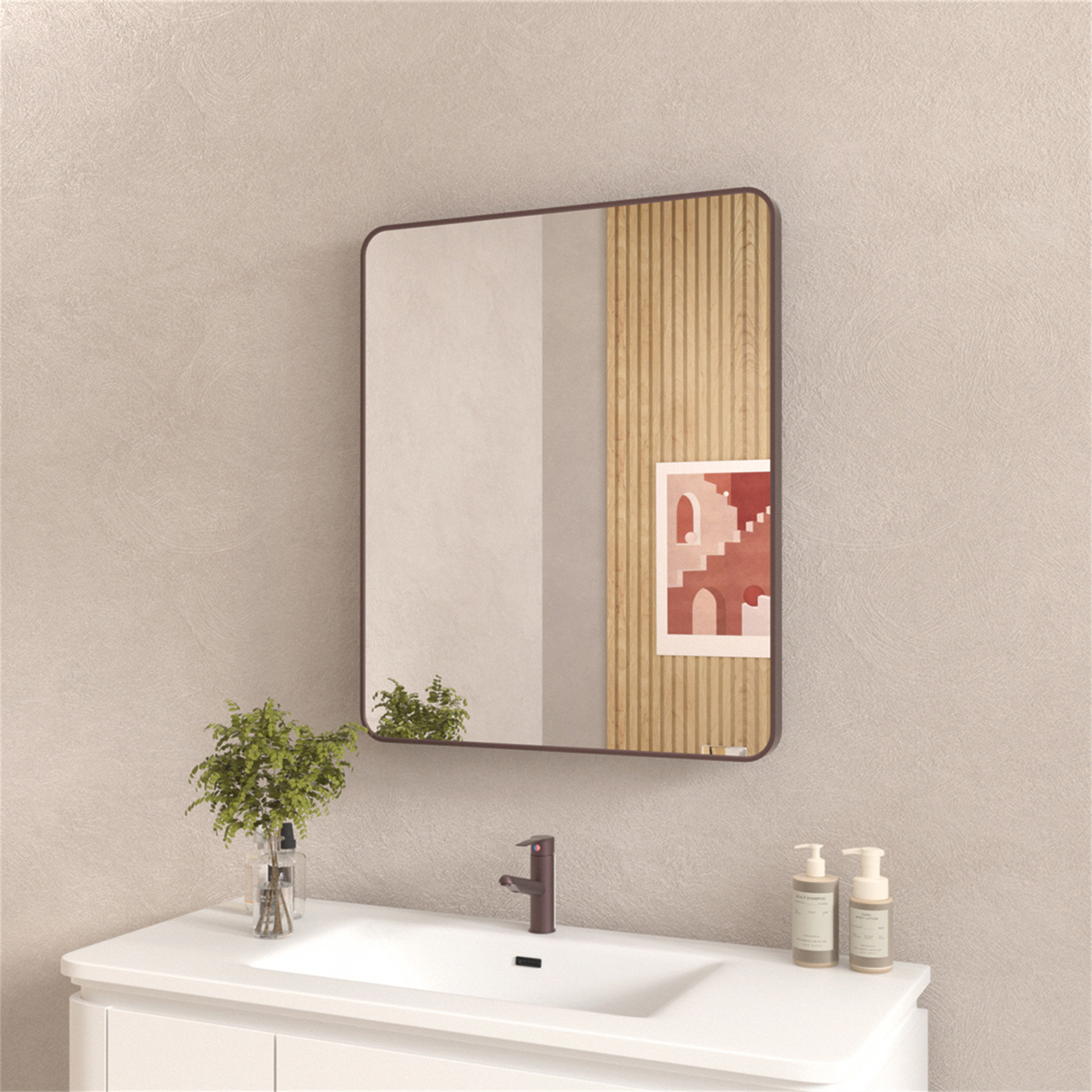 Ebern Designs Aluminum Framed Rounded Rectangle Bathroom Wall Mirror ...