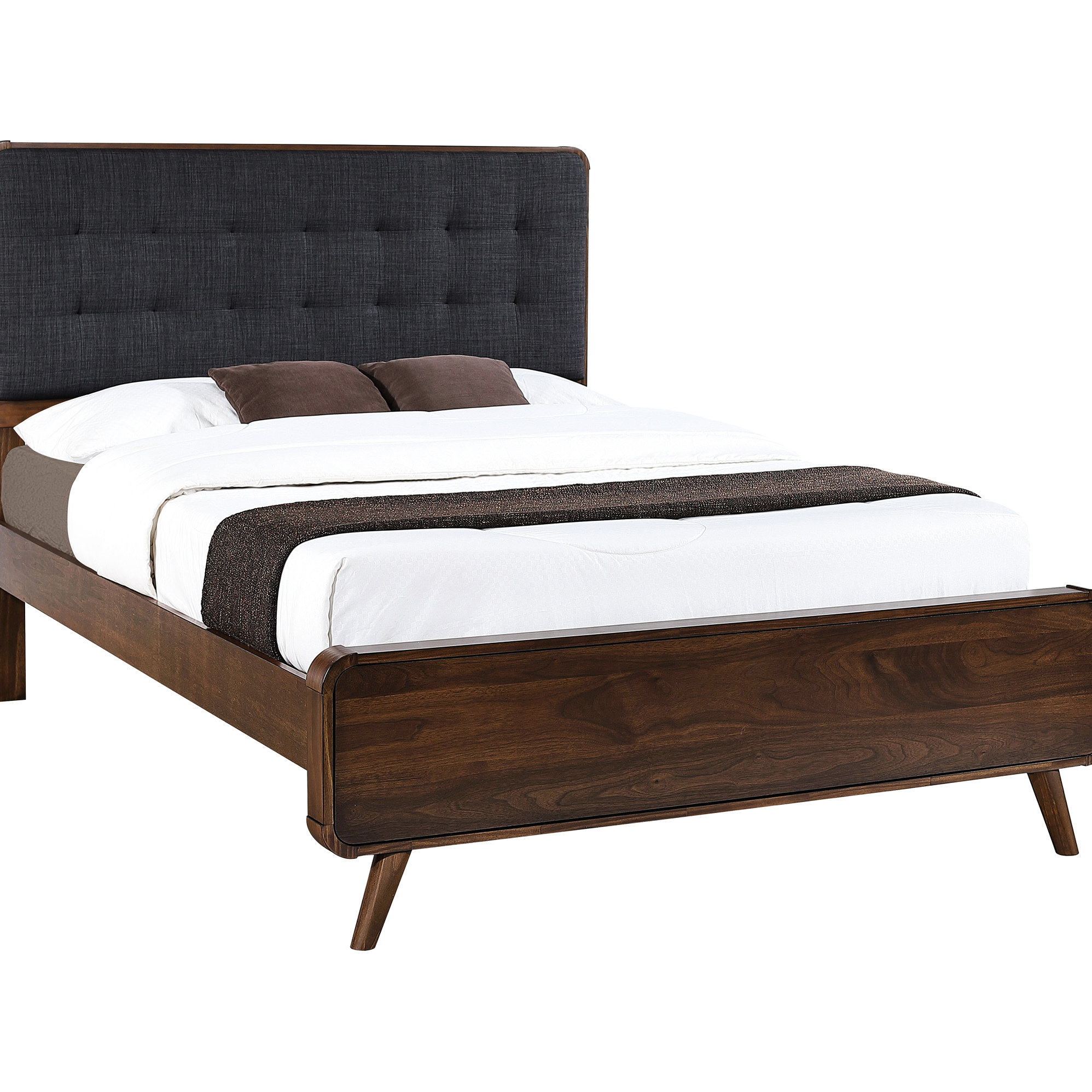 Corrigan Studio Dark Walnut Queen Platform Bed With Low - Profile ...