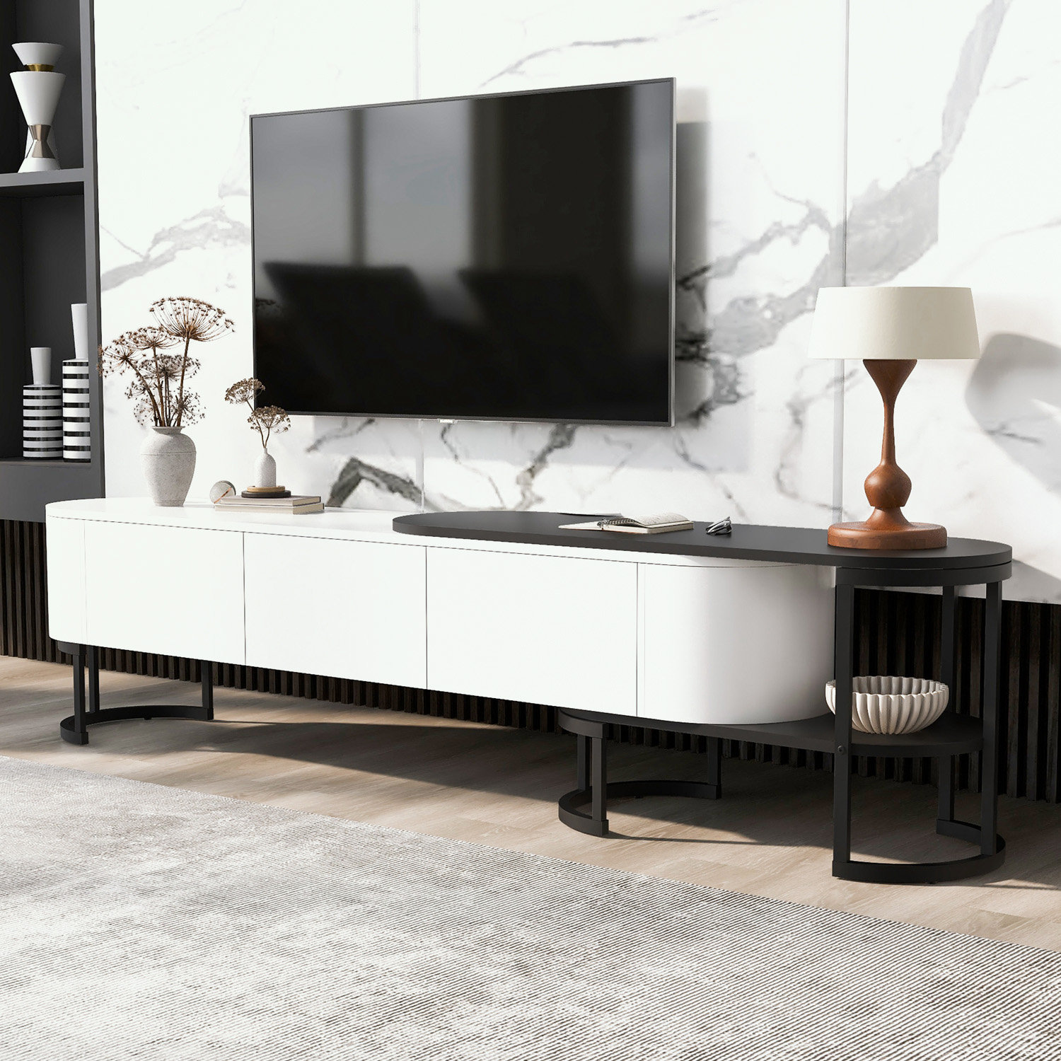 Brayden Studio® Modern Extendable TV Stand with 3 Drawers | Wayfair