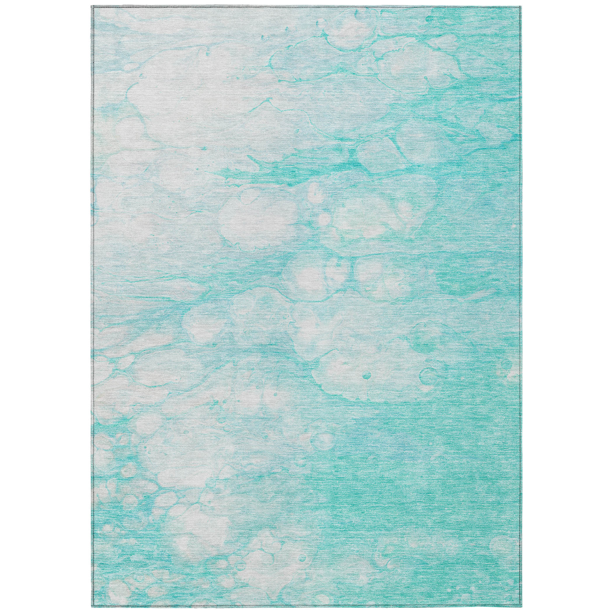 HomeRoots 5' X 8' Aqua Ivory And Teal Blue Abstract Washable Indoor ...