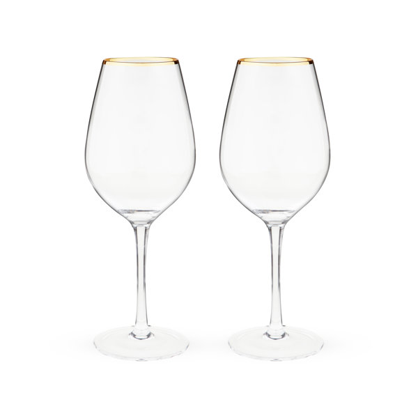 Twine Gilded Wine Glasses, Gold Rimmed Clear Wine Glass Set, Stemmed ...