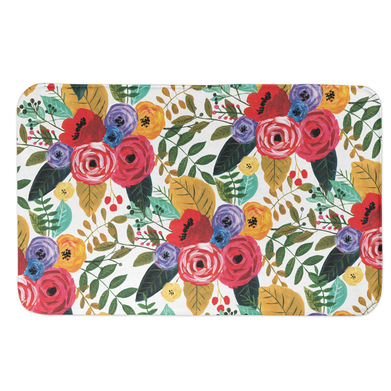 Red Barrel Studio® Anglers Park Rectangle Non-Slip Floral Bath Rug ...