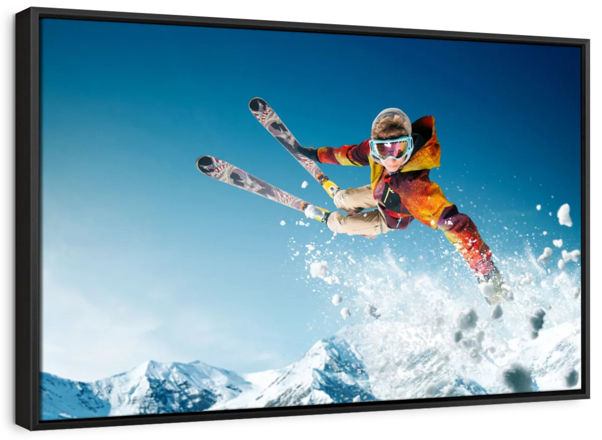 Ebern Designs Ski Stunt Jump Canvas Print | Wayfair