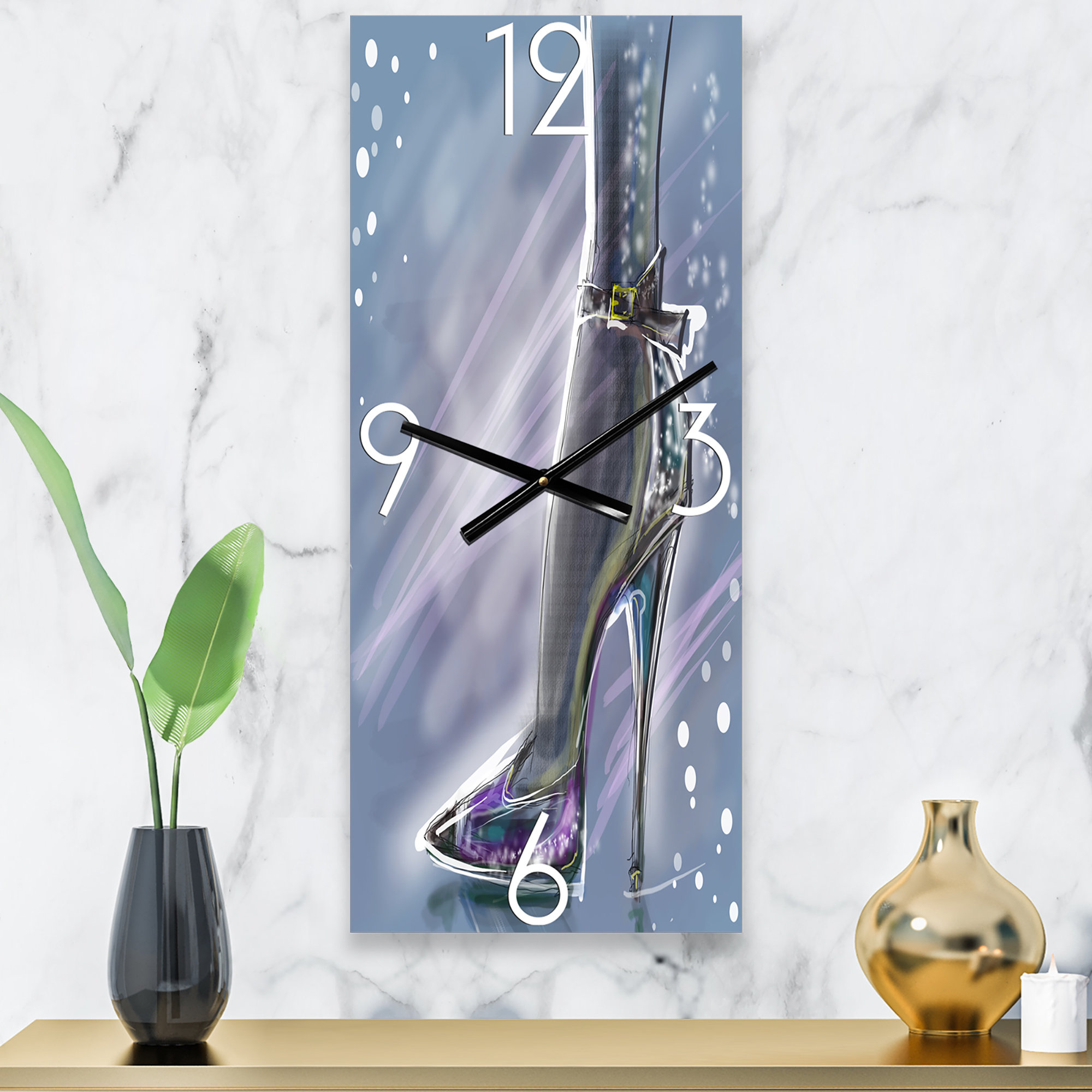 East Urban Home Shiny Shoe High Heeled Stiletto with Glitter Wall Clock ...