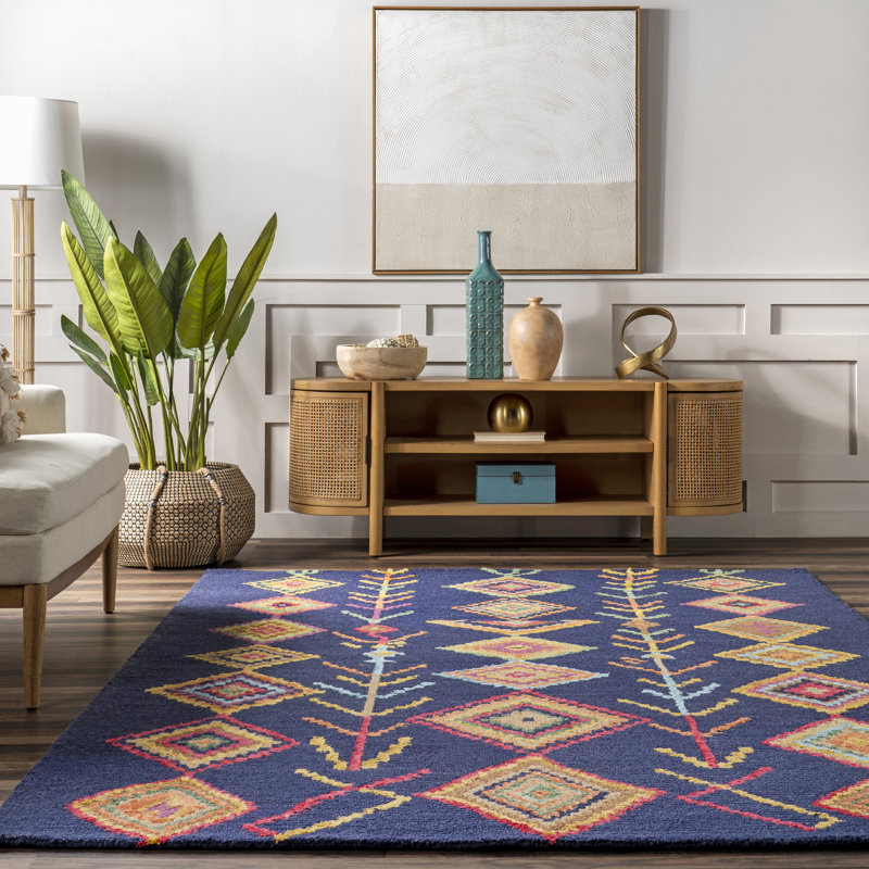 Indigo Safari Hahn Hand Tufted Moroccan Rug & Reviews | Wayfair