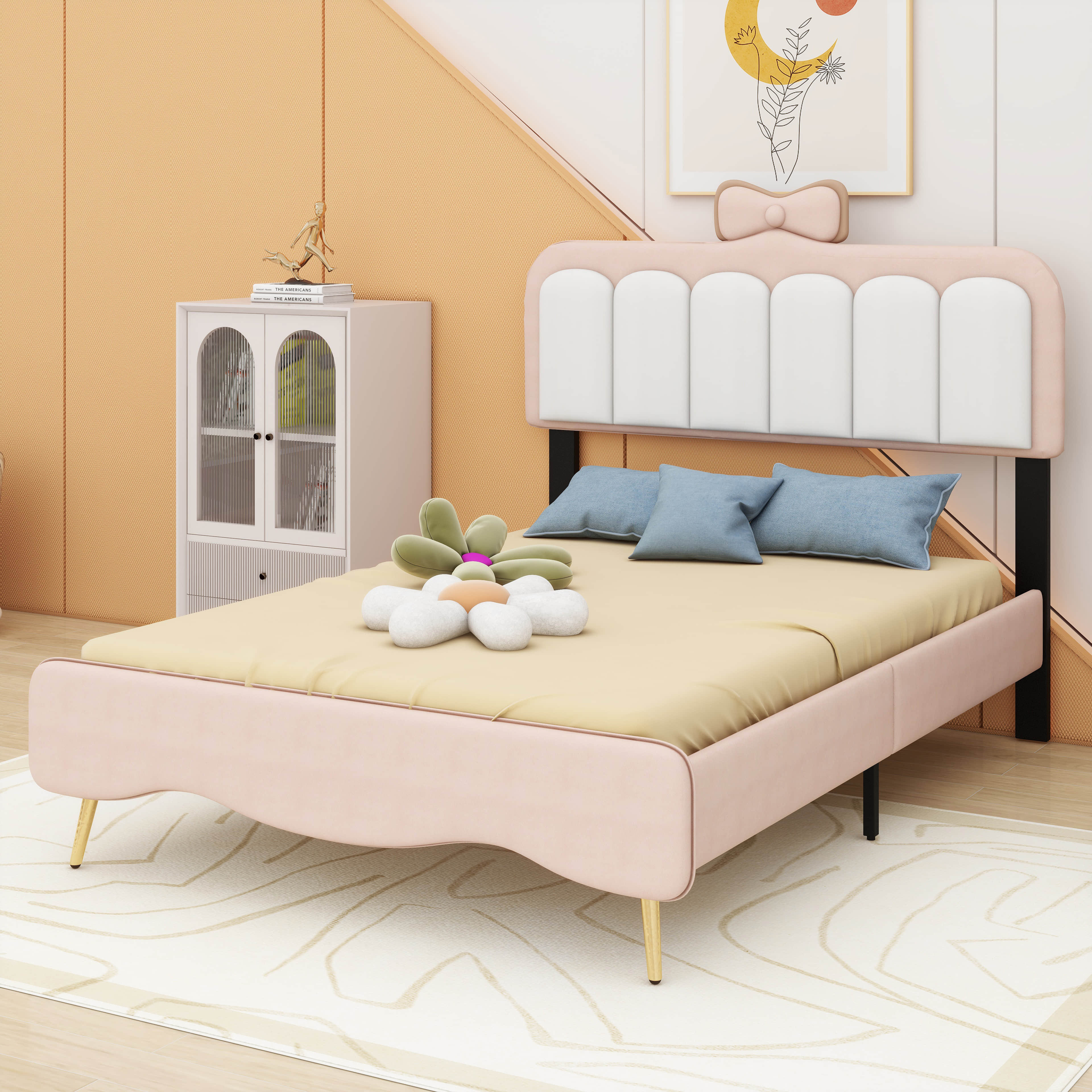 Mercer41 A Velvet Princess Bed Featuring A Bow-Knot Headboard | Wayfair