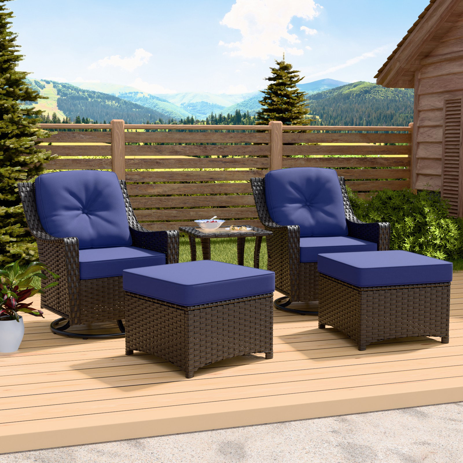 Lark Manor™ 2 - Person Outdoor Swivel Chair Outdoor Seating Group with ...