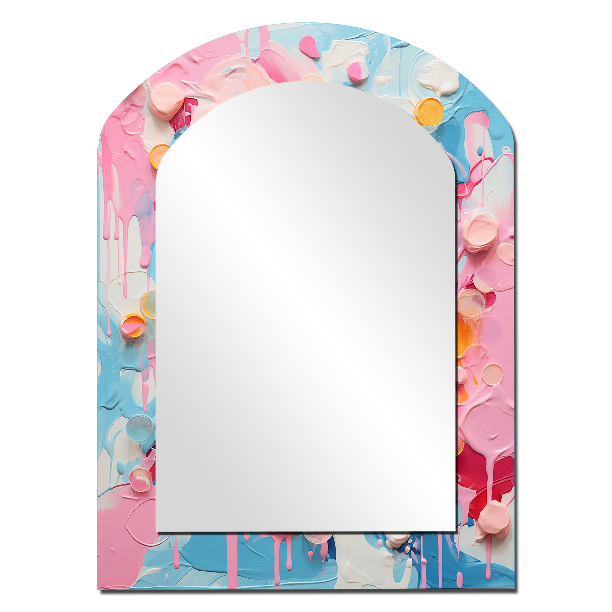 Dakota Fields Pink Digital Melodic Fusion I - Abstract Arch Decorative Mirror On Metal | Wayfair
