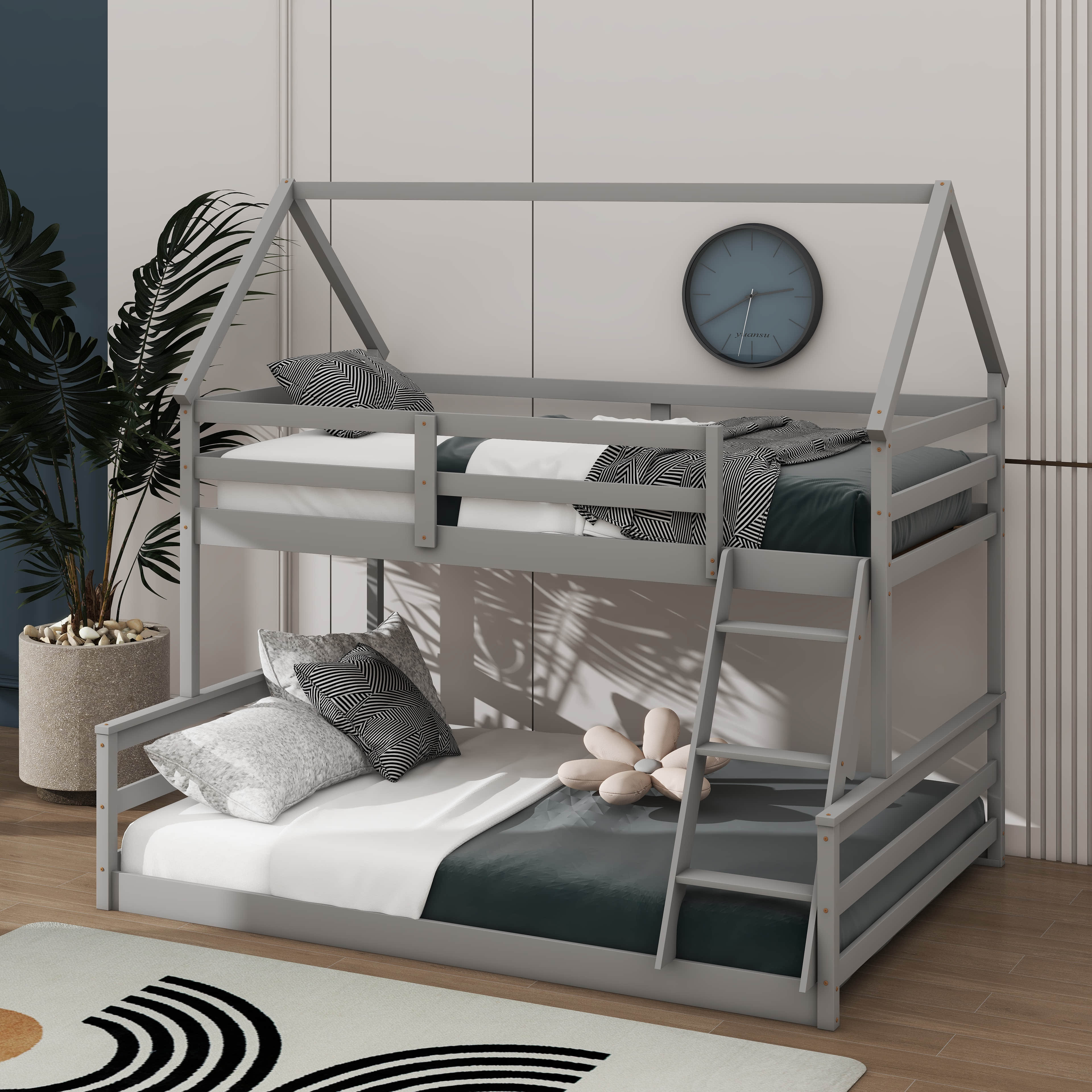 Ophelia & Co. Charming Twin-Over-Full House-Style Bunk Bed With Inbuilt ...