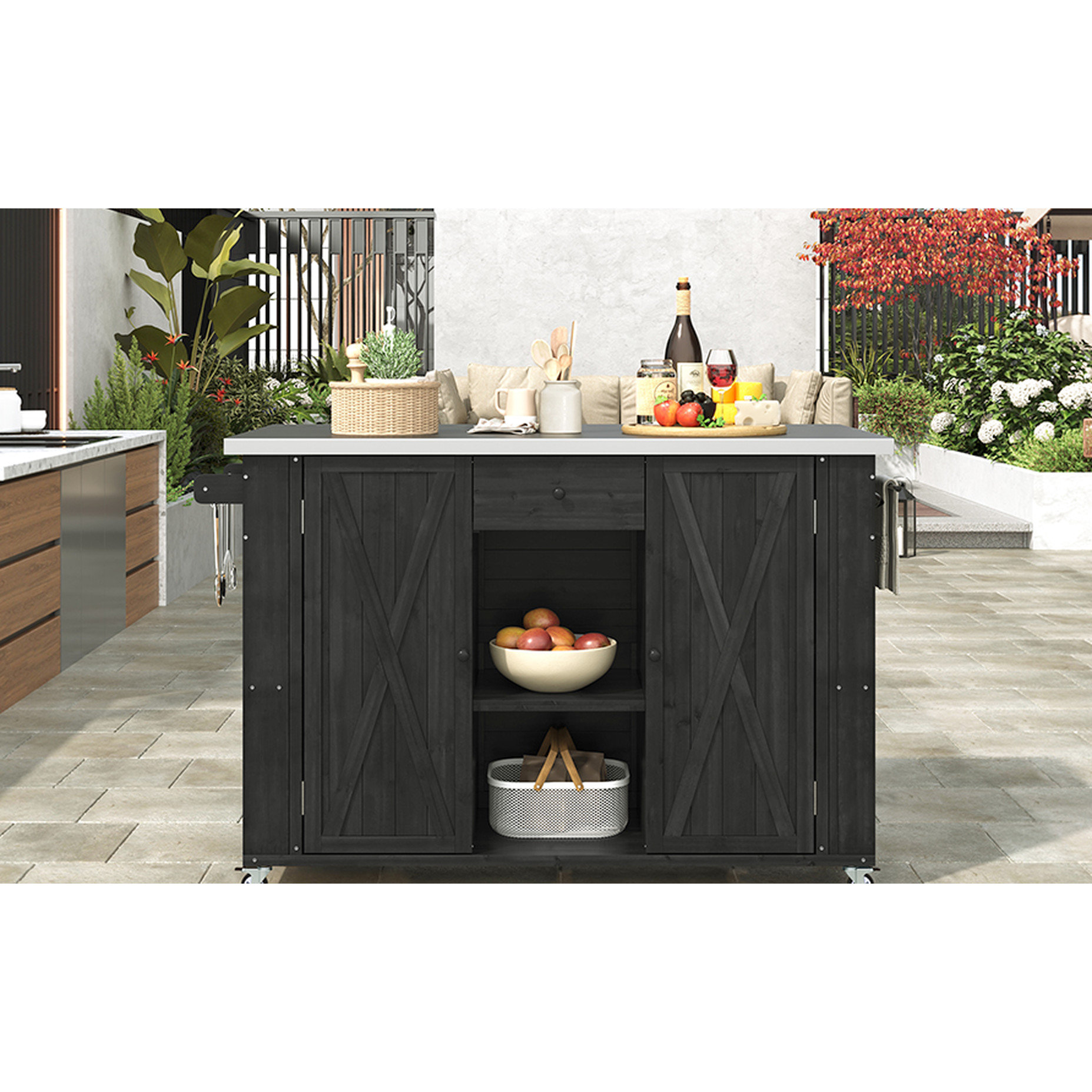 SnugglySolace Grey Outdoor Kitchen Island With Robust Construction ...