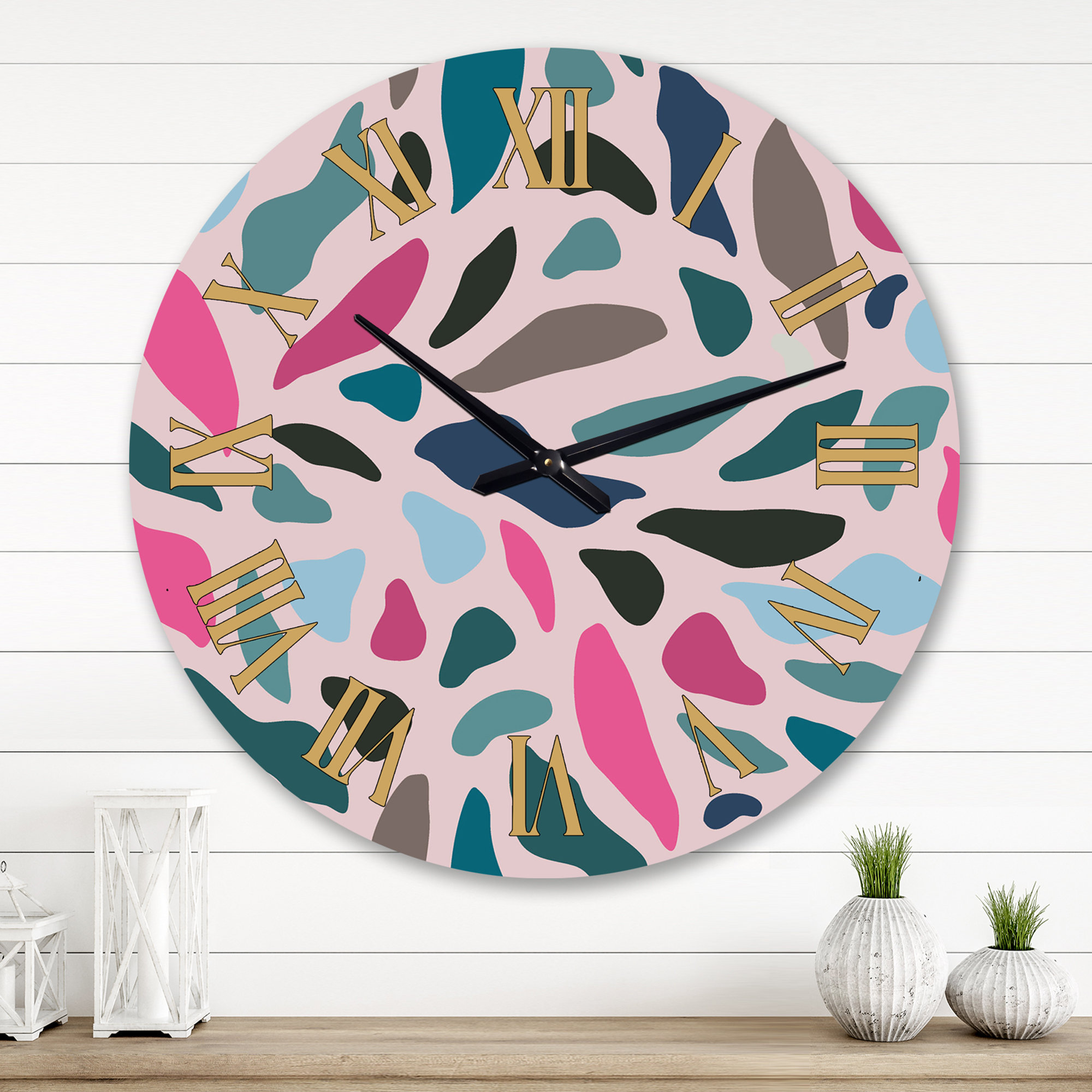 East Urban Home Oversized Modern Exotic Tropical Leaves II Wall Clock ...